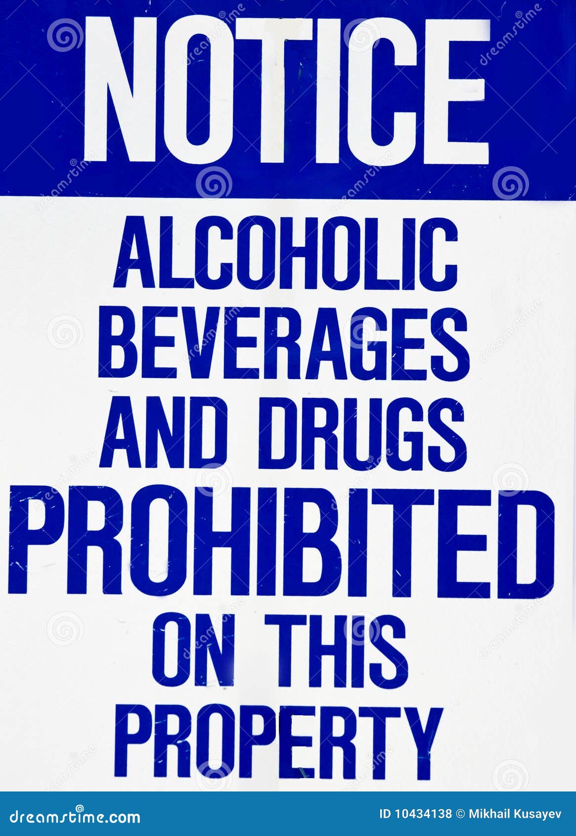 Sign- Alcoholic Beverages and Drugs Prohibited Stock Photo - Image of ...