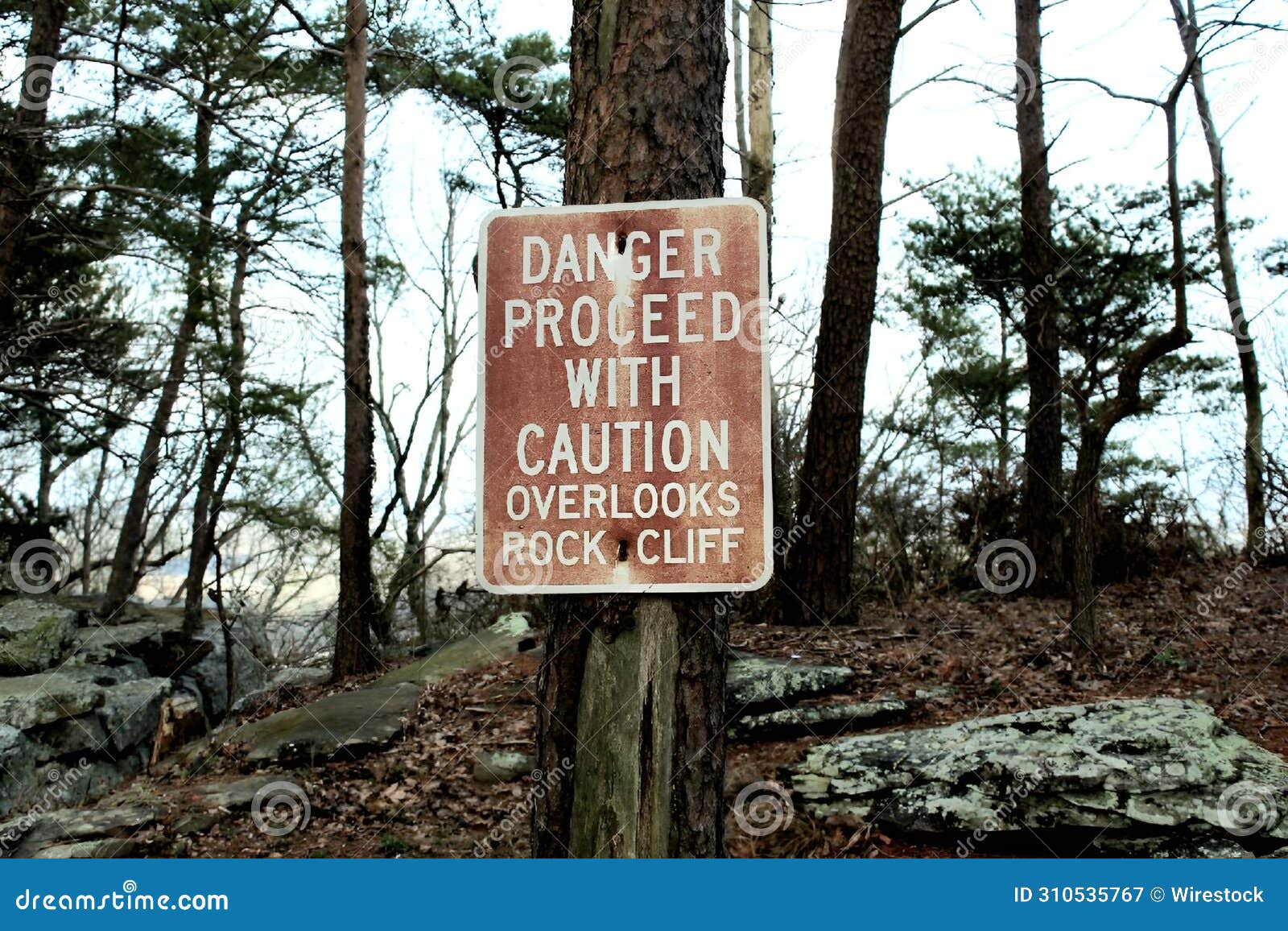 Sign Alerting Hikers of Rock Fall Danger. Stock Image - Image of risk ...