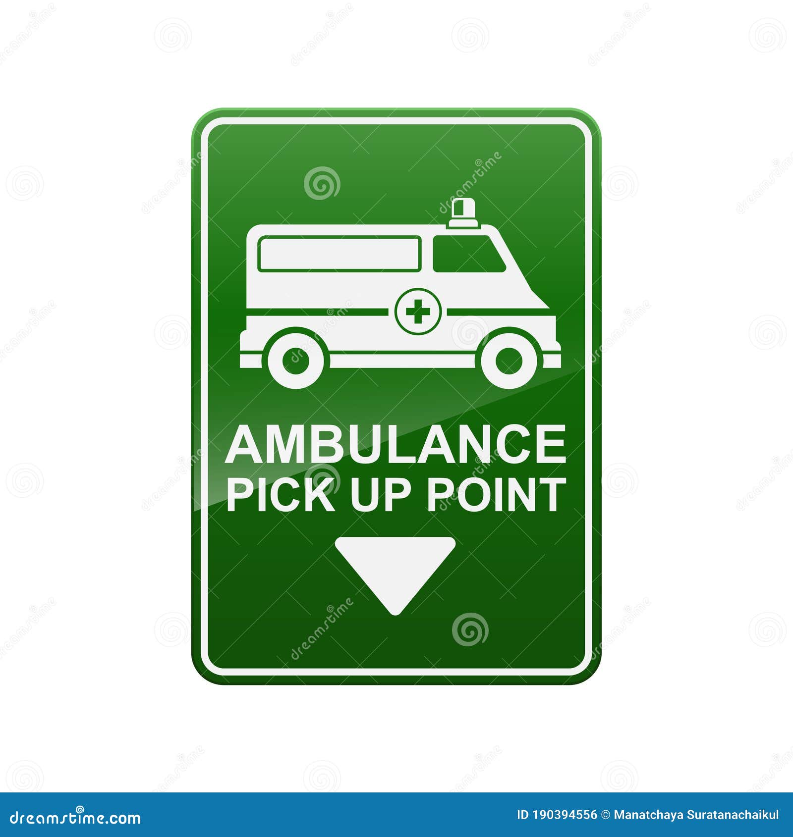 Ambulance Pick Up Point Sign Isolated on White Background Stock Vector ...
