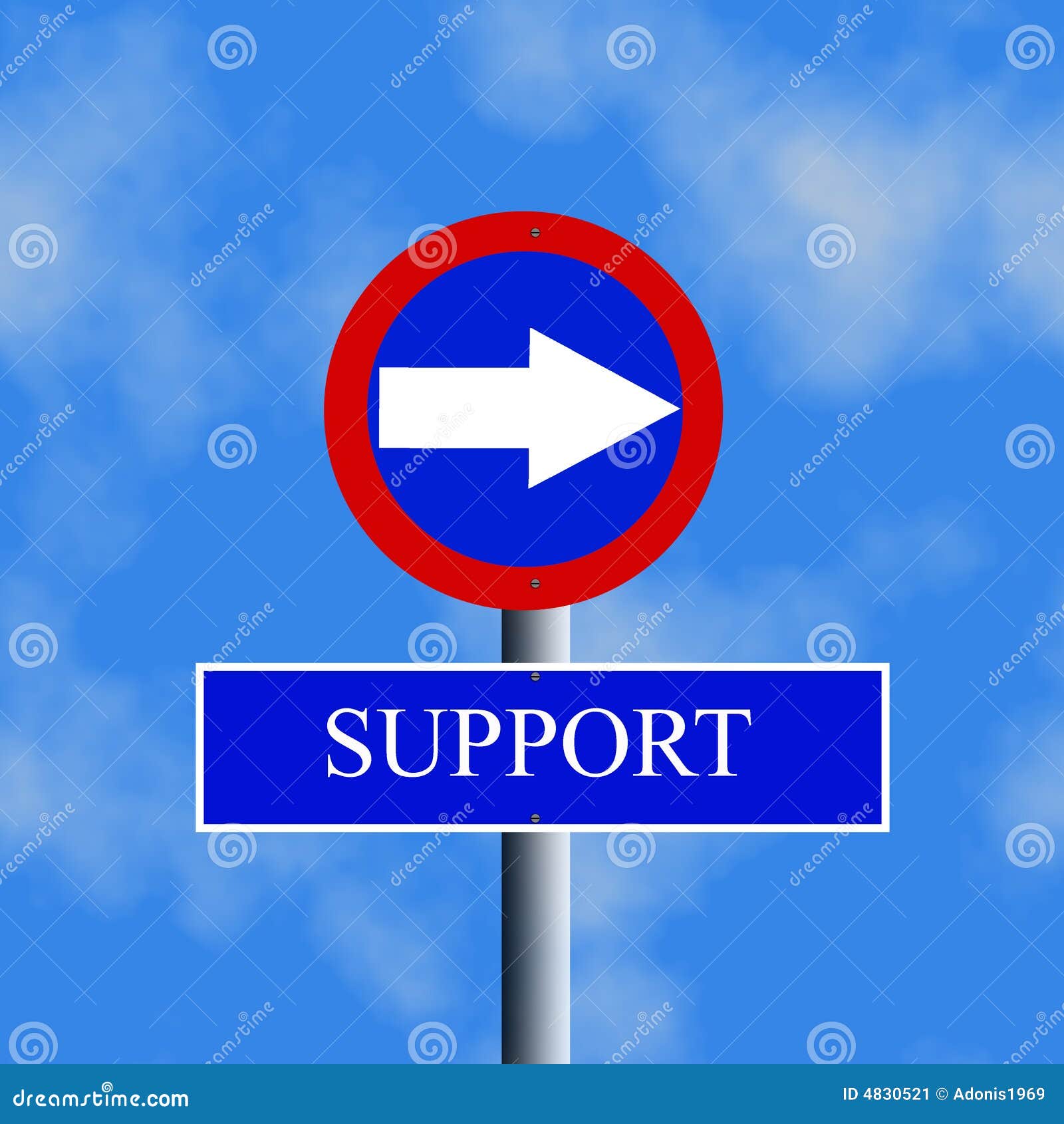 Sign with Arrow and Word of Support Stock Illustration - Illustration ...