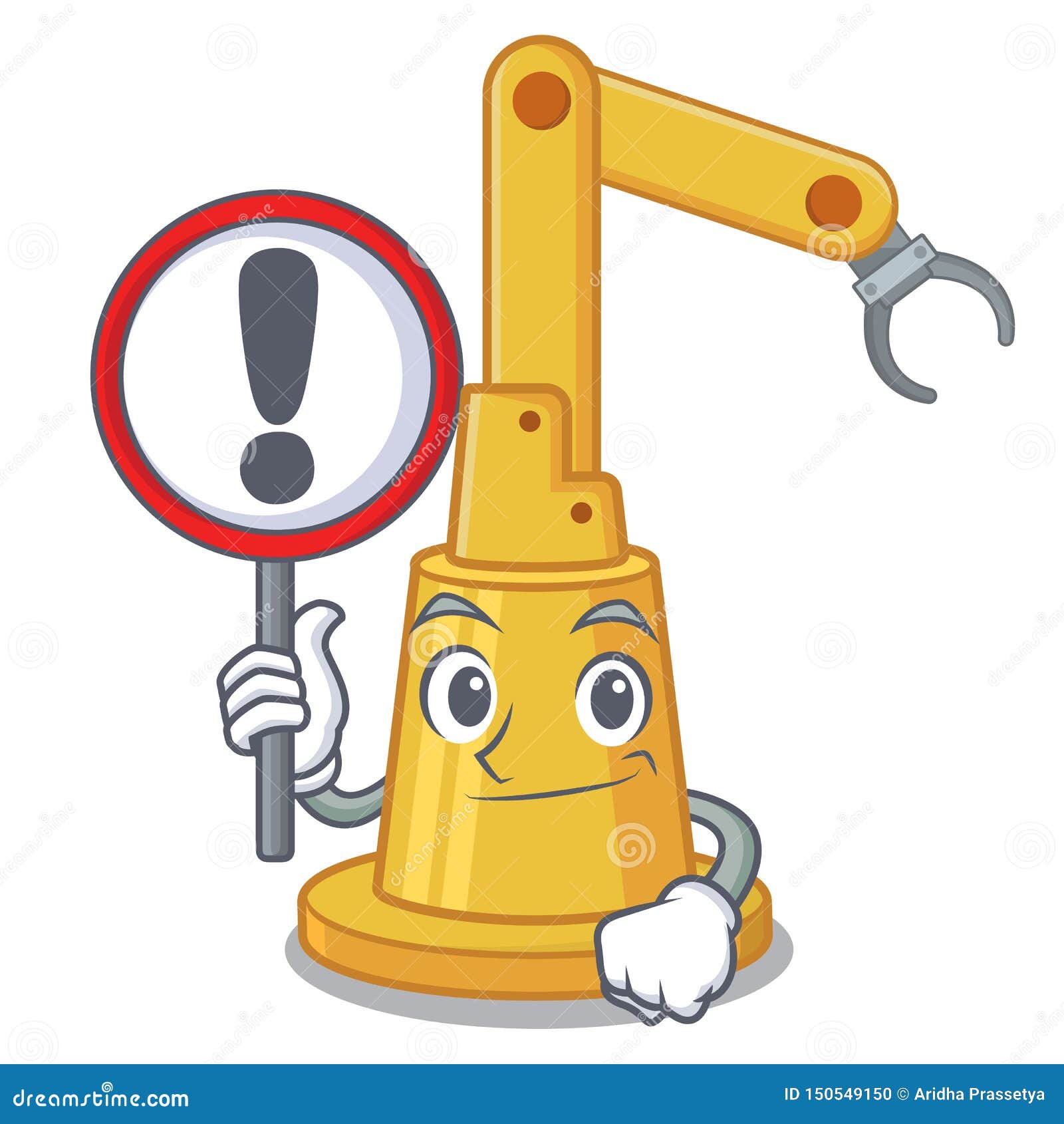 With Sign Assembly Automation Machine Isolated the Mascot Stock Vector ...