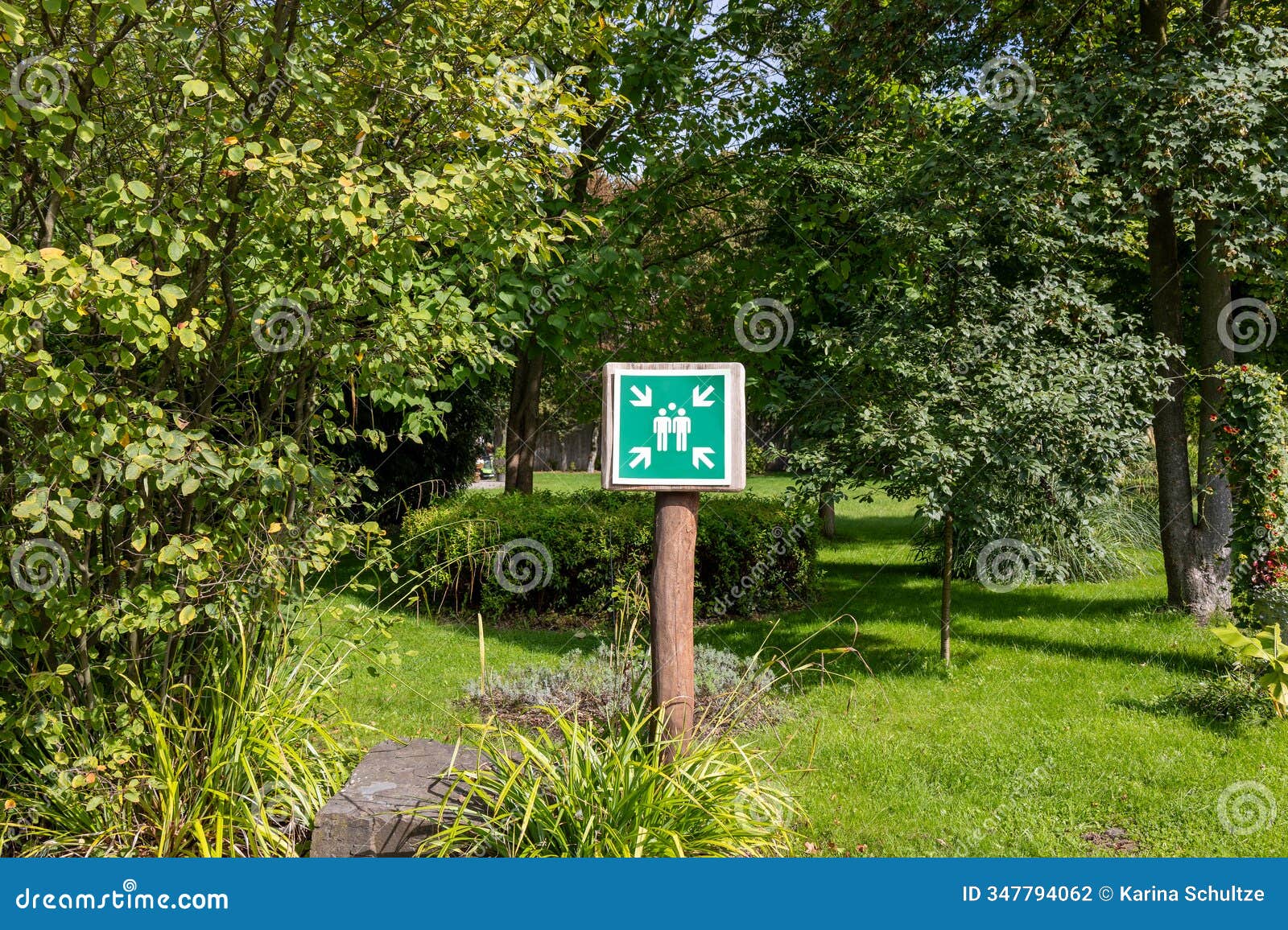Sign Assembly Point for Evacuation or Emergency Stock Photo - Image of ...