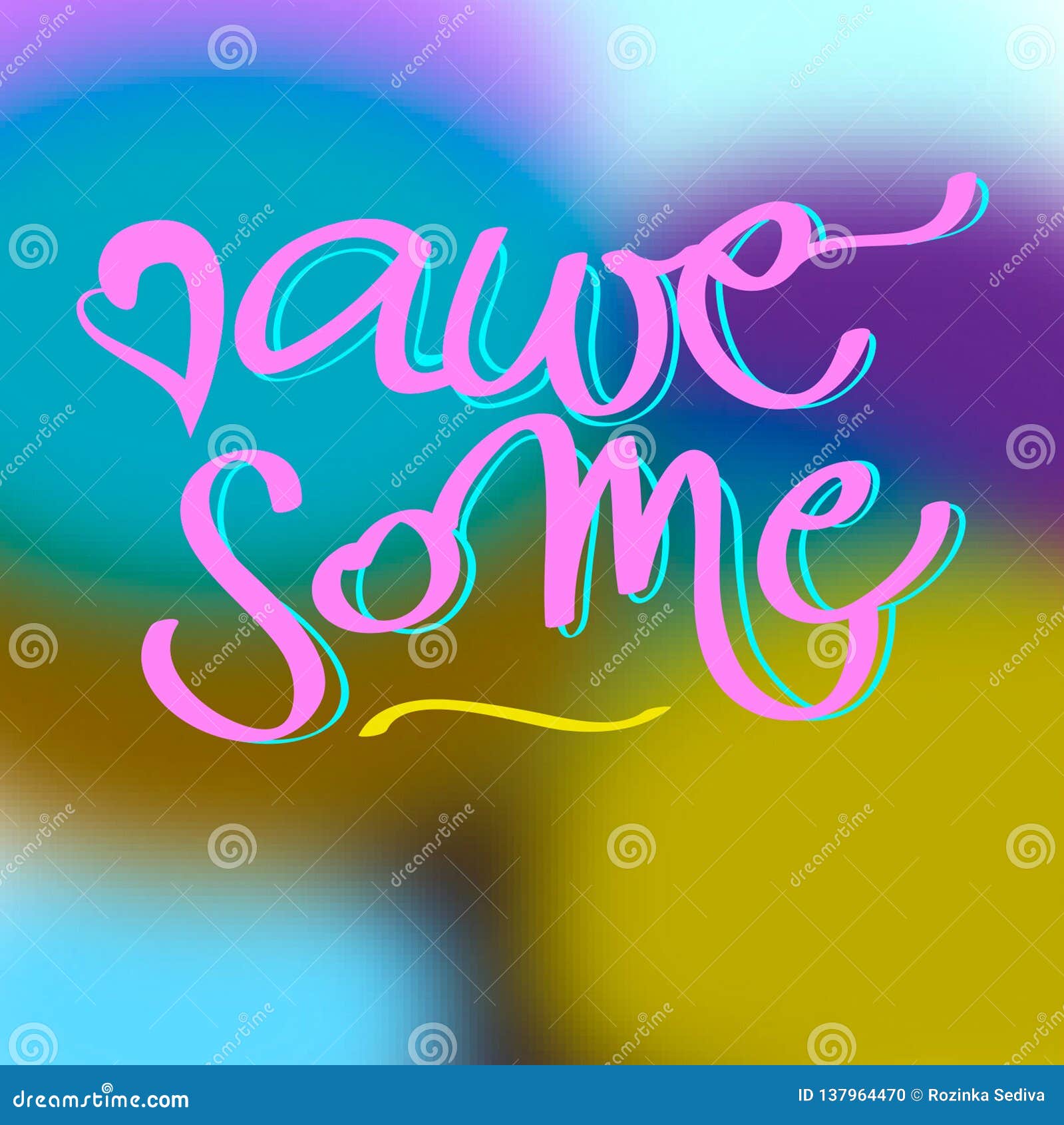 Sign Awesome with Heart. Hand Drawn Design Element. Vector. Stock ...