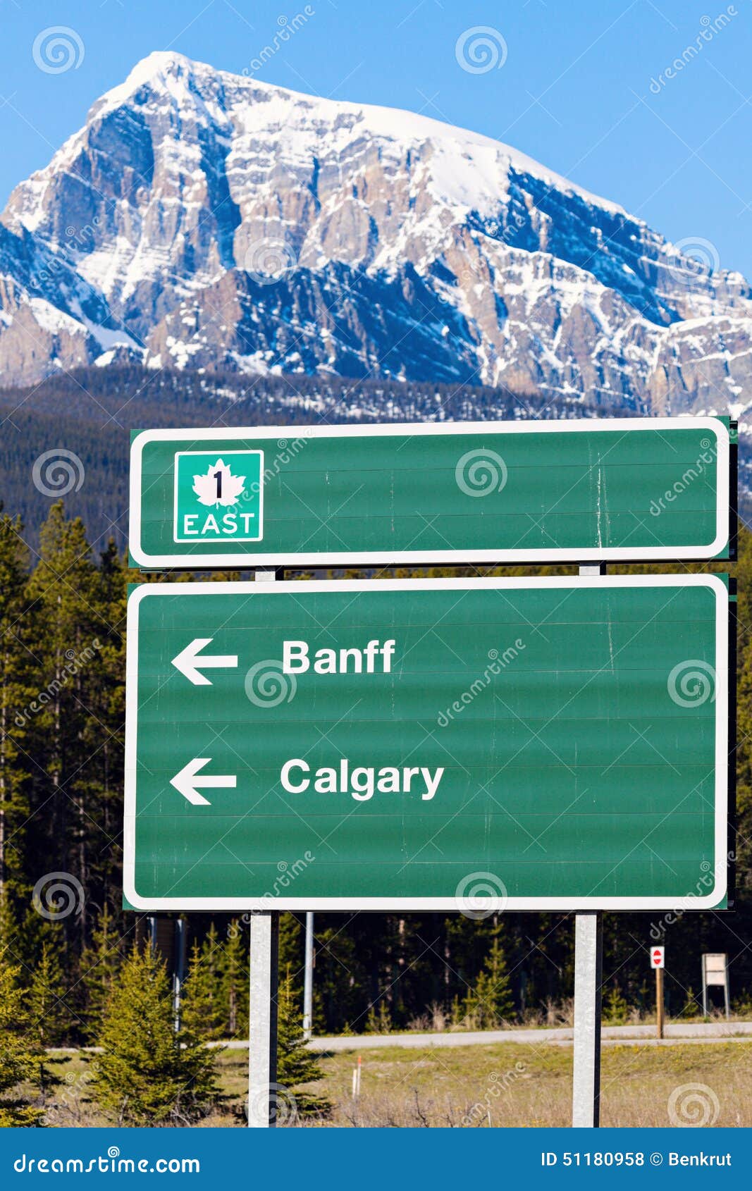 Sign in Banff National Park Stock Photo - Image of east, green: 51180958