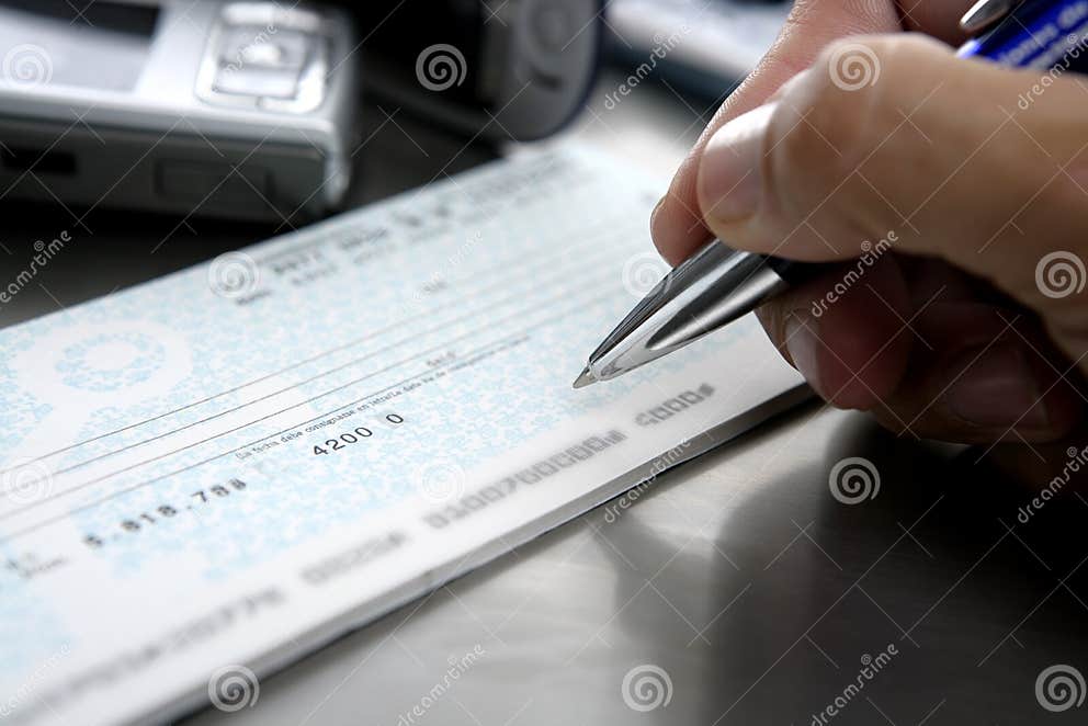 Sign a bank check stock image. Image of check, write, signing - 7451653