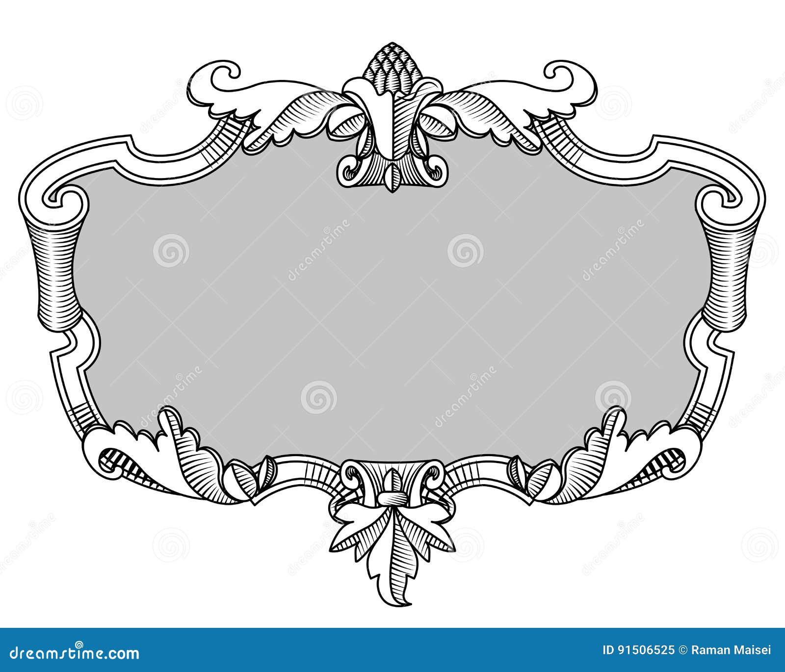 Sign and Banner with Decorative Frame Stock Vector - Illustration of ...