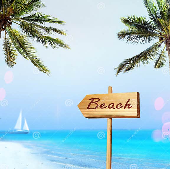 Sign and beach stock image. Image of shore, pointer, beautiful - 25739807