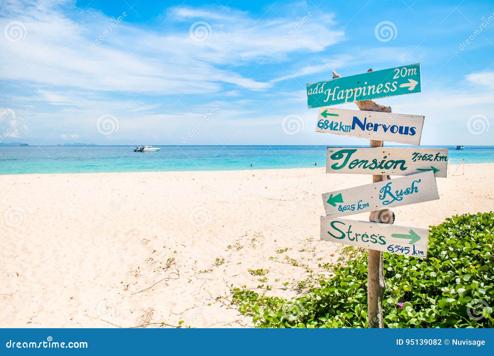 Sign on the beach stock photo. Image of bright, journey - 95139082