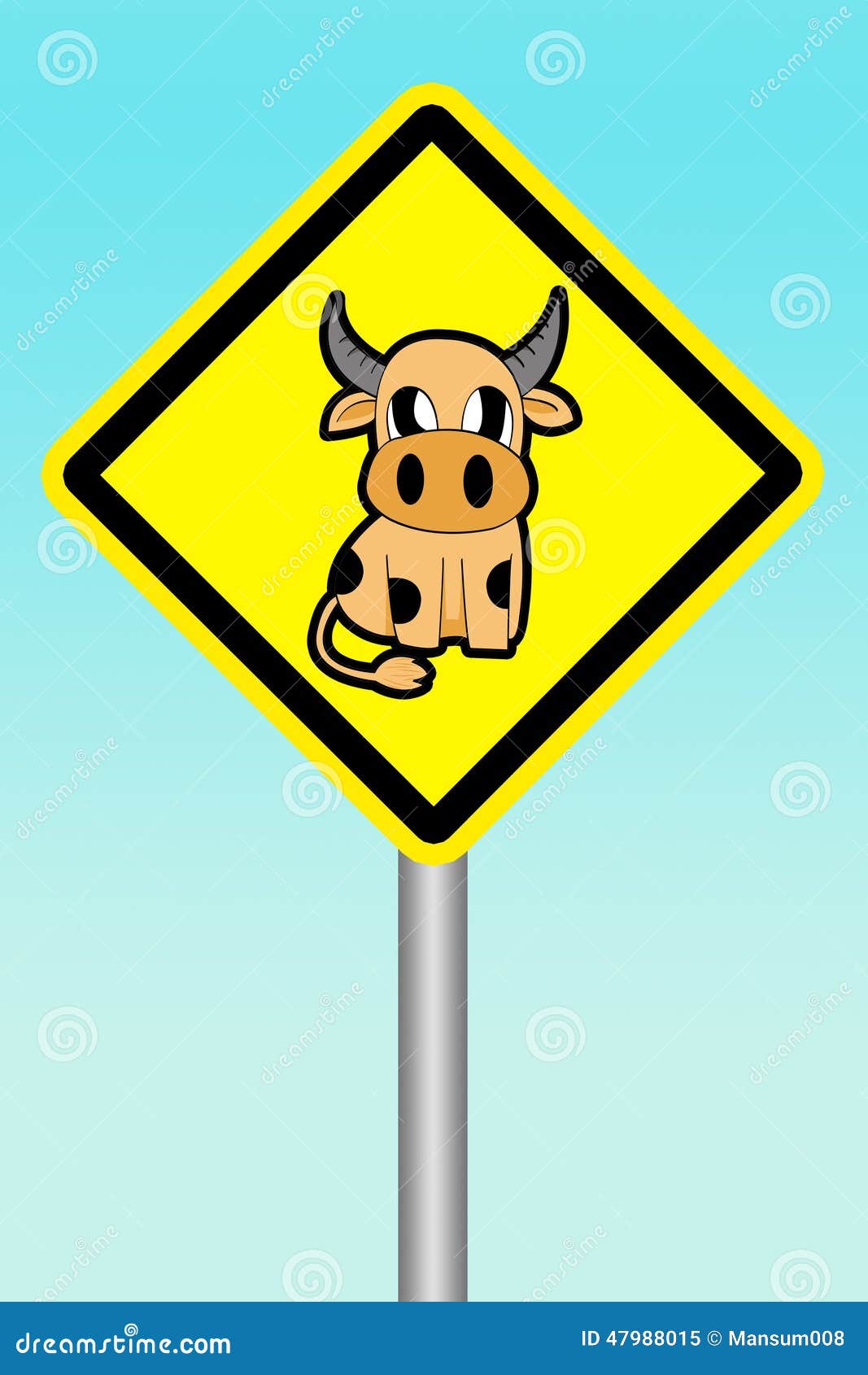 Sign beware of cow stock image. Image of yellow, agriculture - 47988015