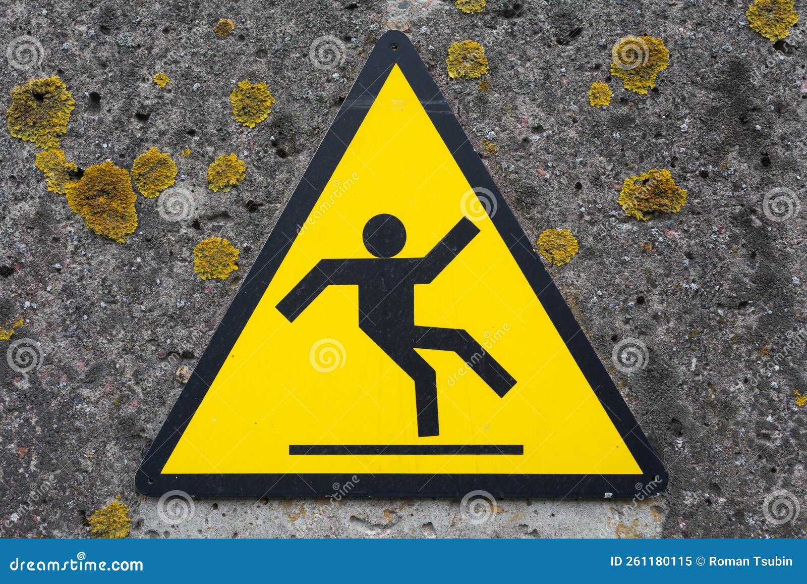 Sign Beware Slippery Floor on a Wall Stock Illustration - Illustration ...