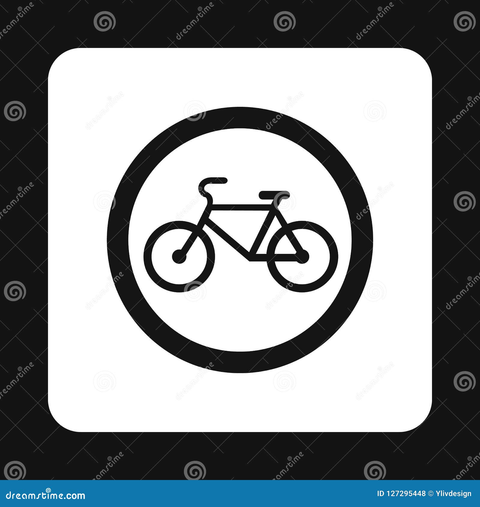 Sign Bicycle Path Icon, Simple Style Stock Illustration - Illustration ...