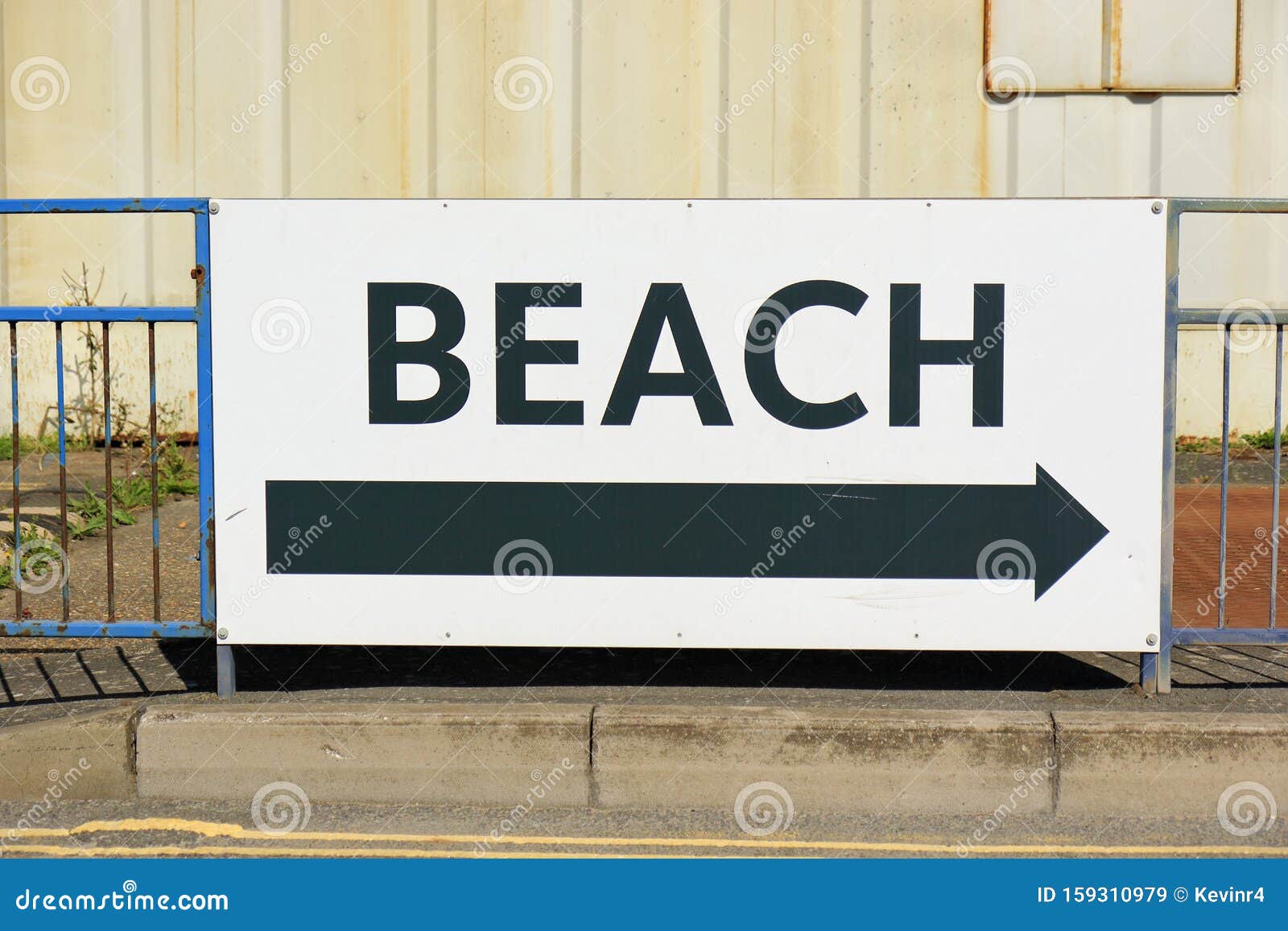 A Sign Showing the Way To the Beach Stock Image - Image of text, white ...