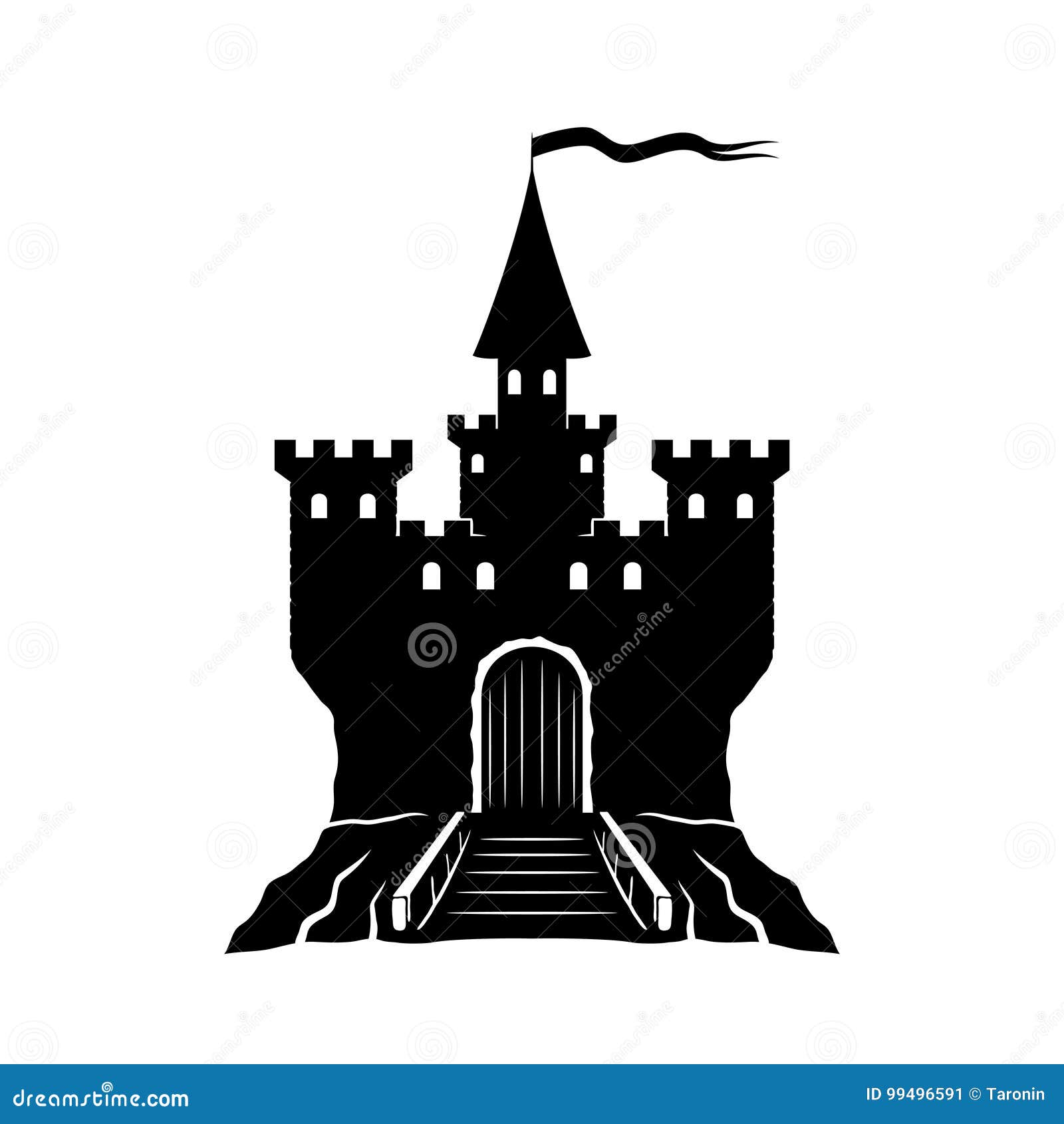 Sign of black castle. stock vector. Illustration of power - 99496591