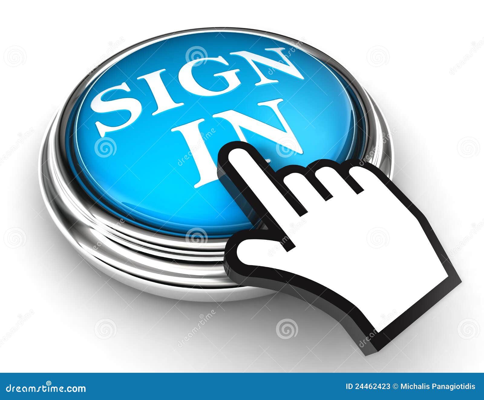 Sign in Blue Button and Hand Stock Illustration - Illustration of page ...