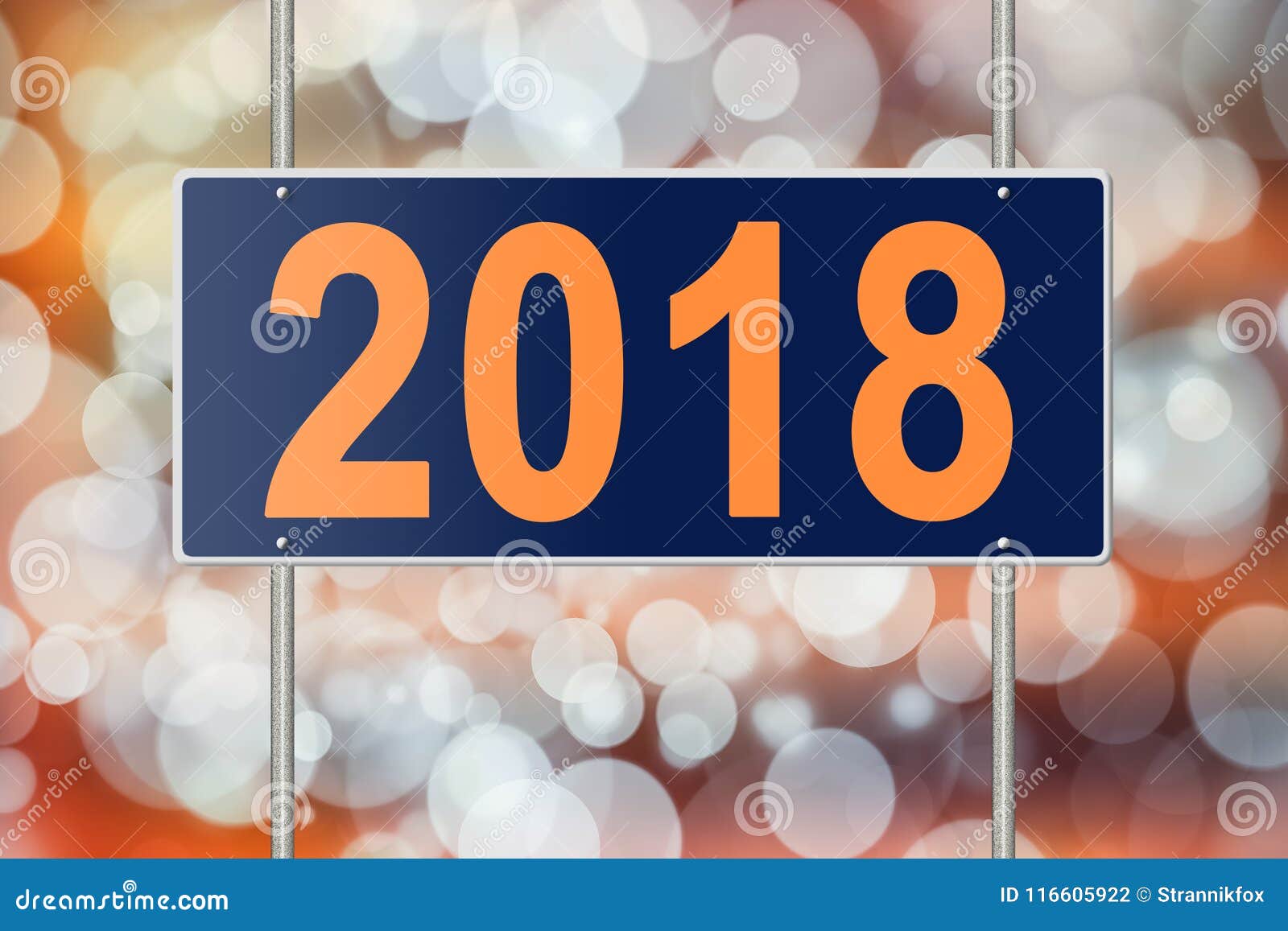 Sign 2018 on a Blurred Background. Collage Stock Photo - Image of ...