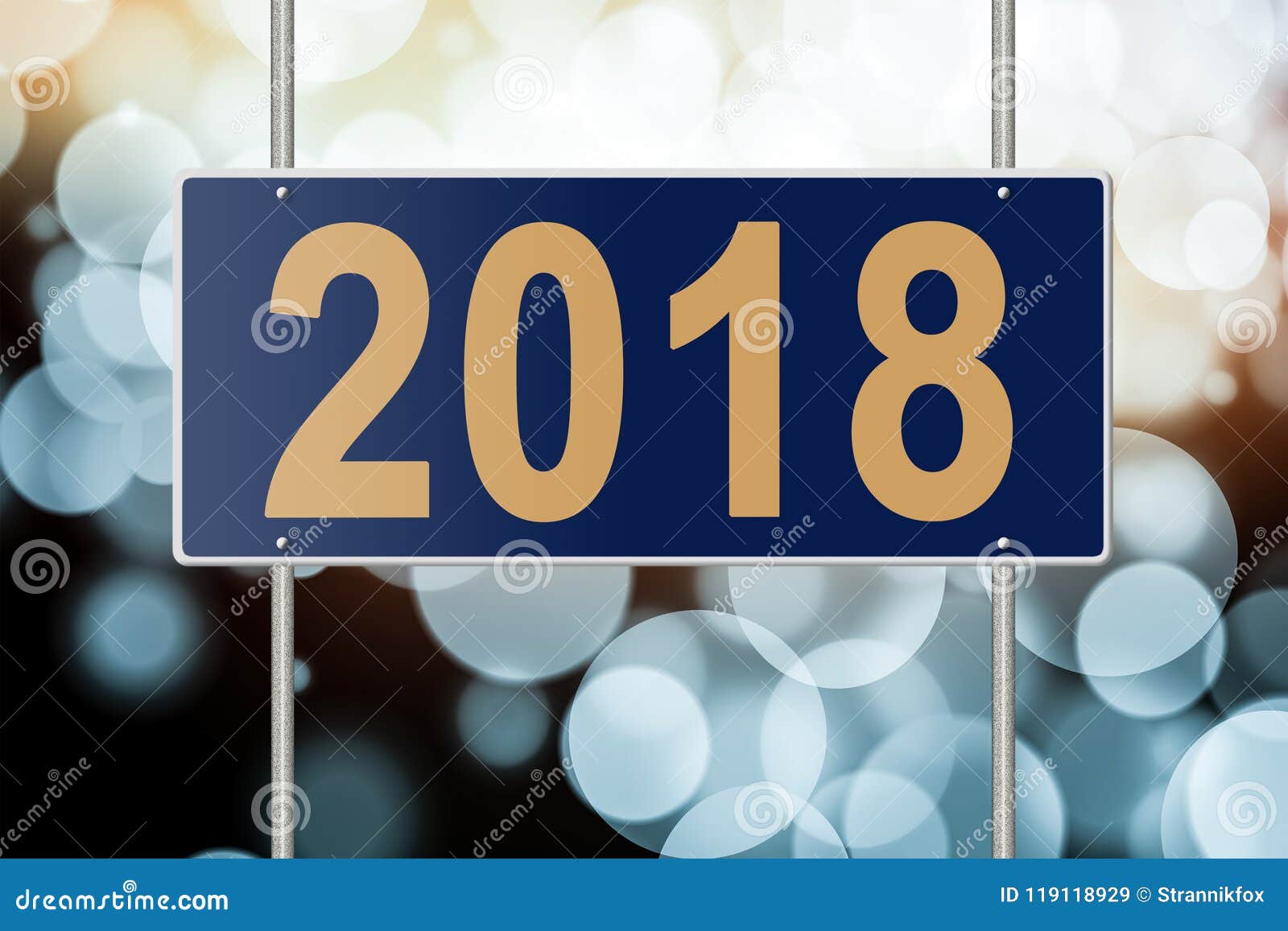 Sign 2018 on a Blurred Background. Collage Stock Image - Image of bokeh ...