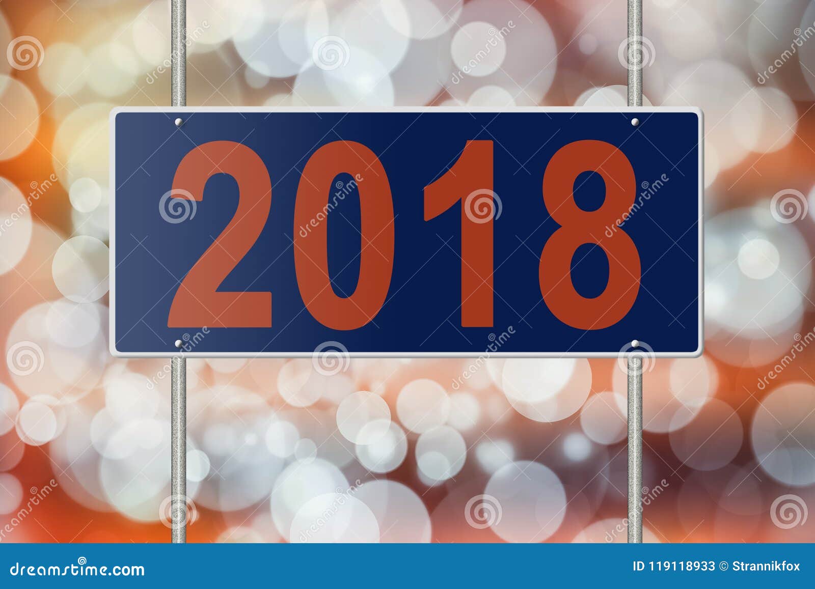 Sign 2018 on a Blurred Background. Collage Stock Image - Image of ...