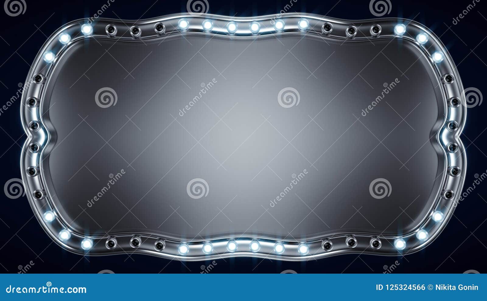 Sign Board with Glowing Light Bulbs 3D Render Stock Illustration ...