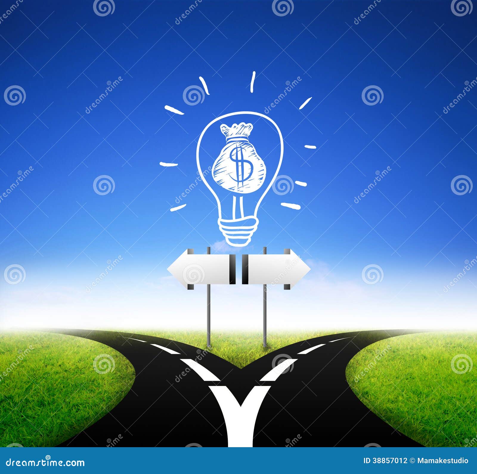 Sign Board Standing with Money Idea Stock Photo - Image of fork, left ...