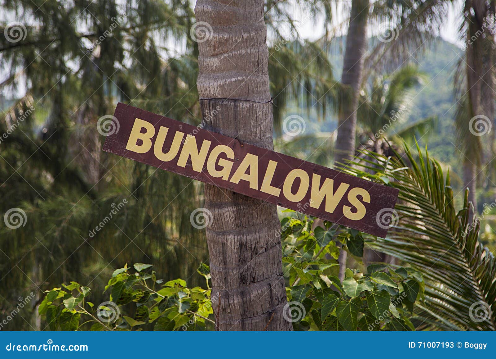 Sign for Bungalows in Thailand Stock Image - Image of accomodation ...