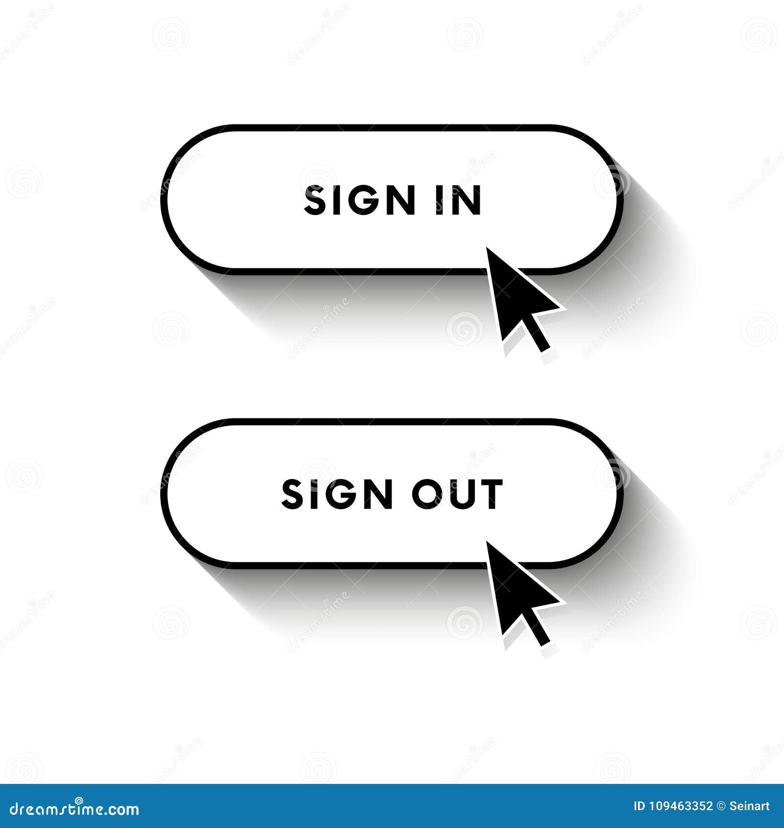 Sign in Button. Sign Out Button. Long Shadow. Vector Illustration ...
