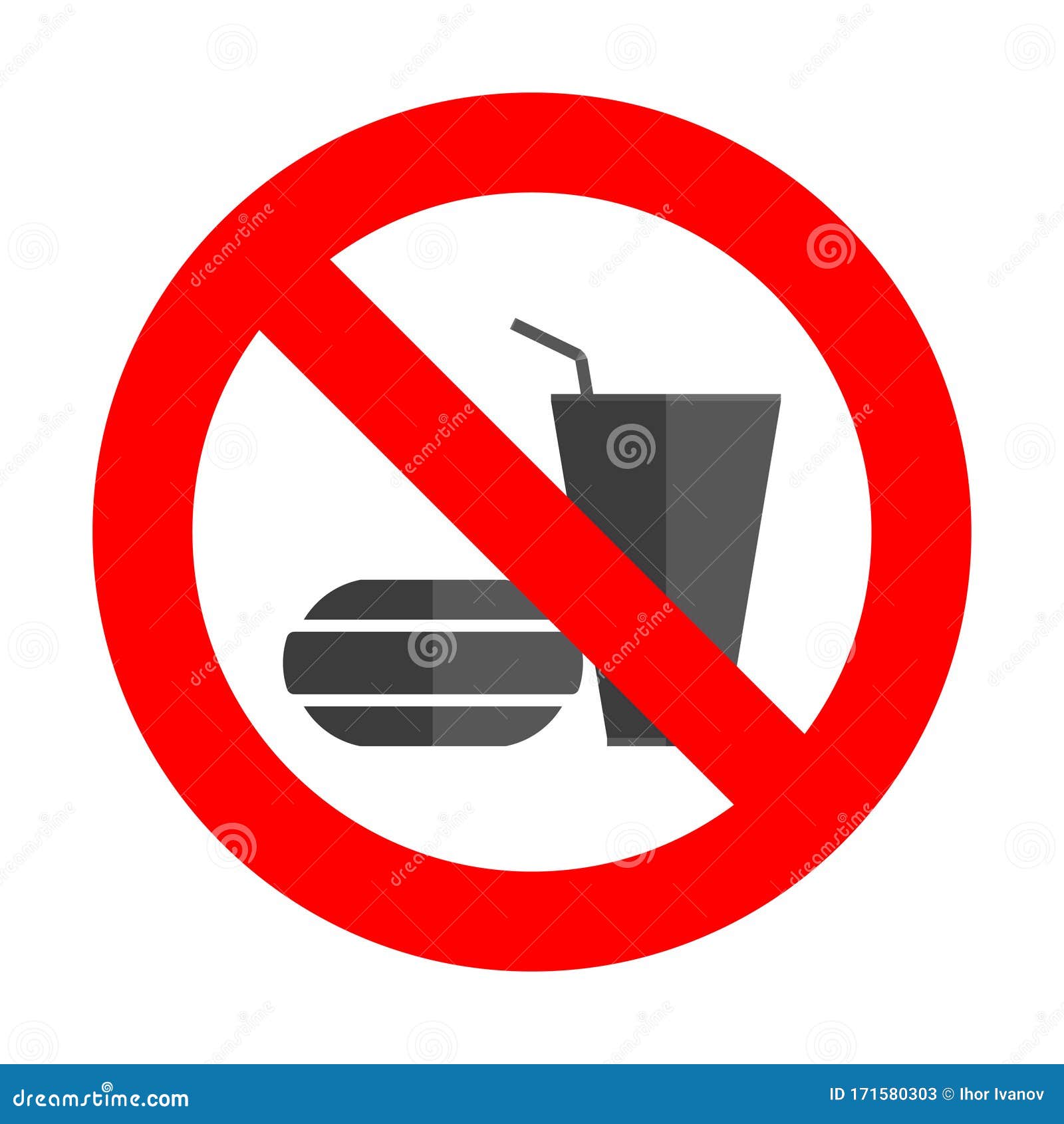 A Sign Can Not Eat and Drink, Round Sign Stock Illustration ...