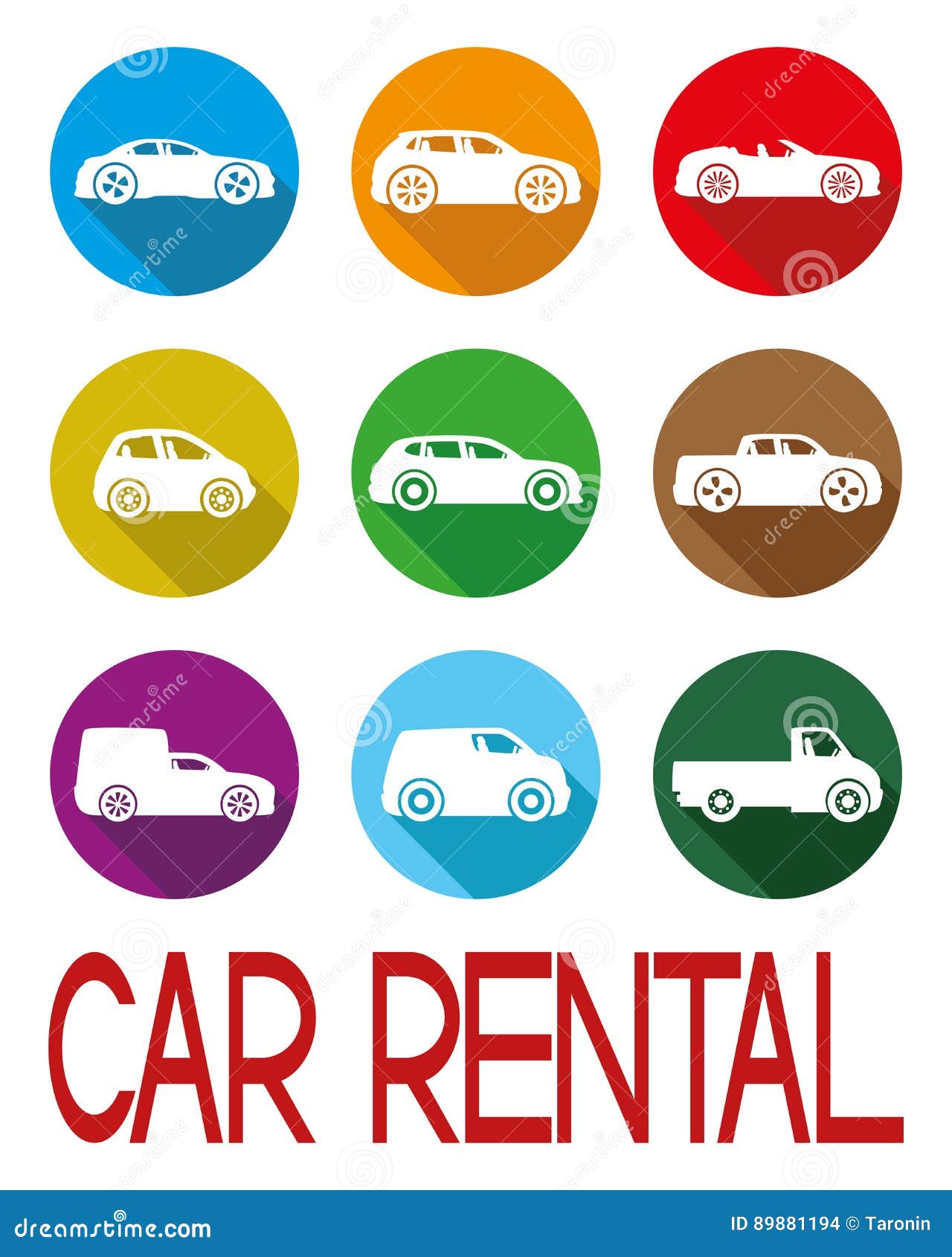 Sign of car rental. stock vector. Illustration of round - 89881194