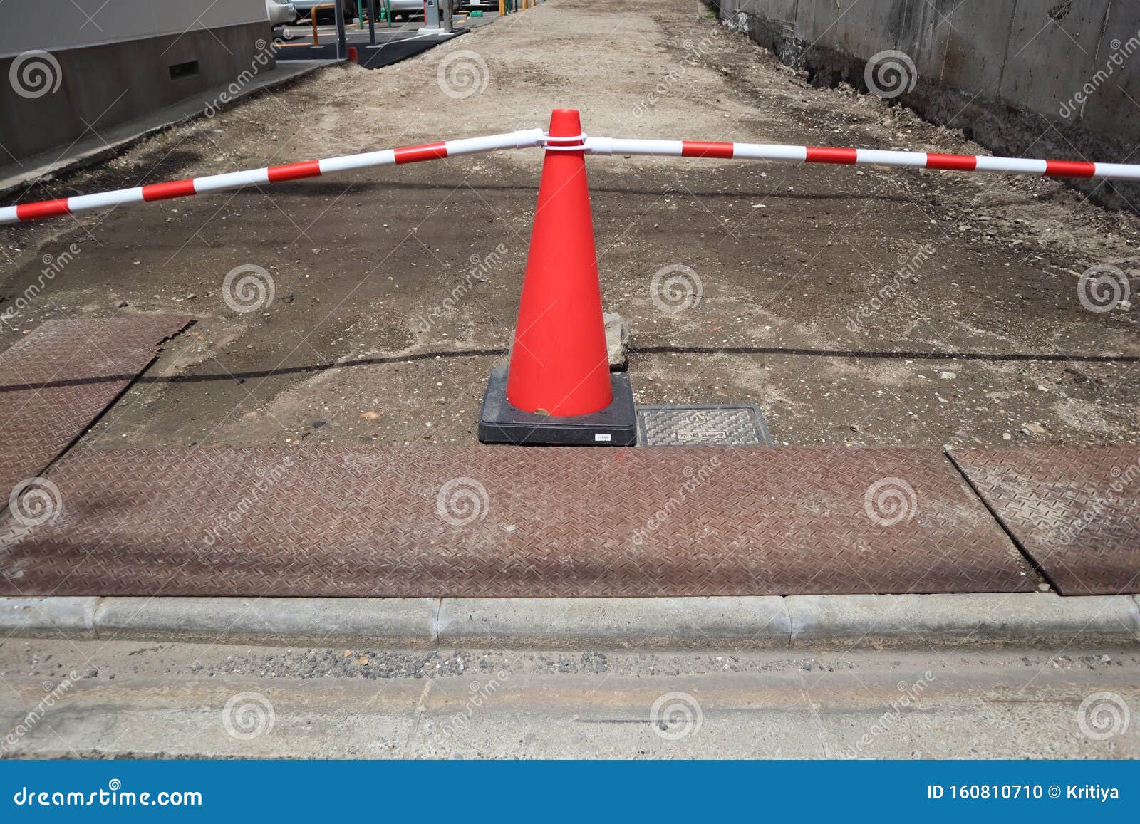 The Sign Caution Area Under Construction on Traffic Cone, Japan Stock ...
