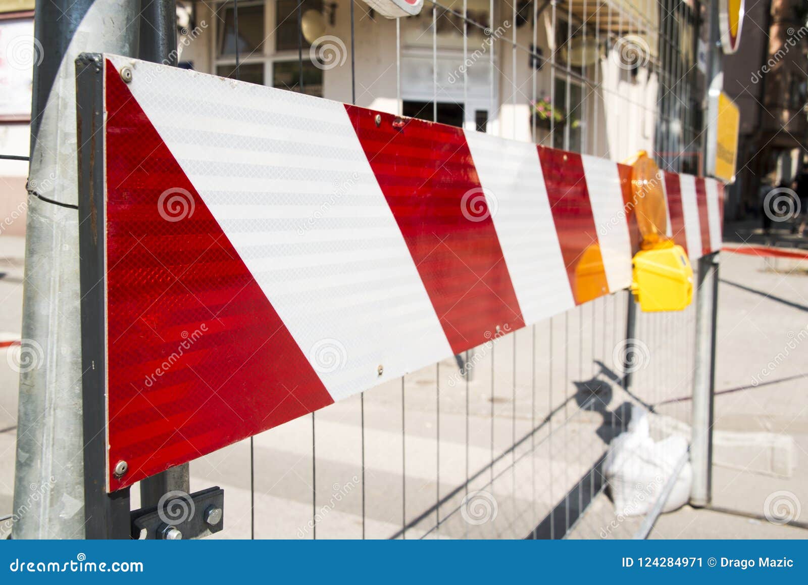 Sign of Caution on the Road Stock Image - Image of asphalt, forbidden ...