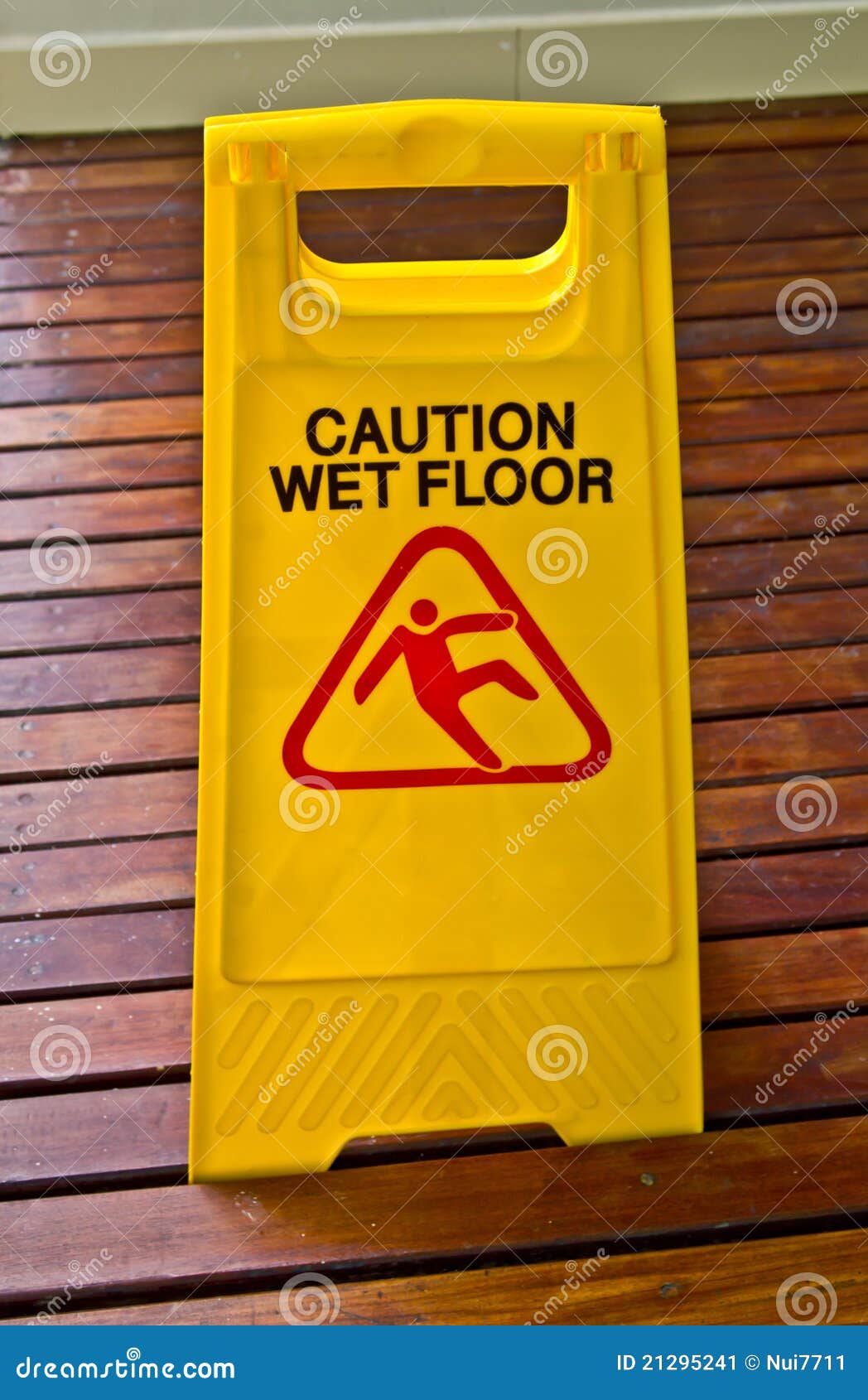 Sign Caution Warning Floor Wet And Cleaner Equipment On The Stair In ...