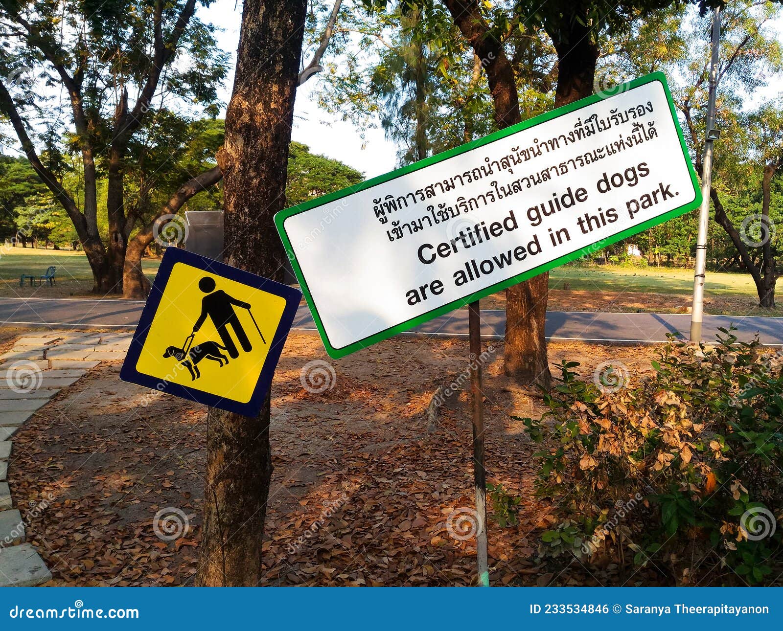 The Sign Certified Guide Dogs are Allowed Stock Photo - Image of ...