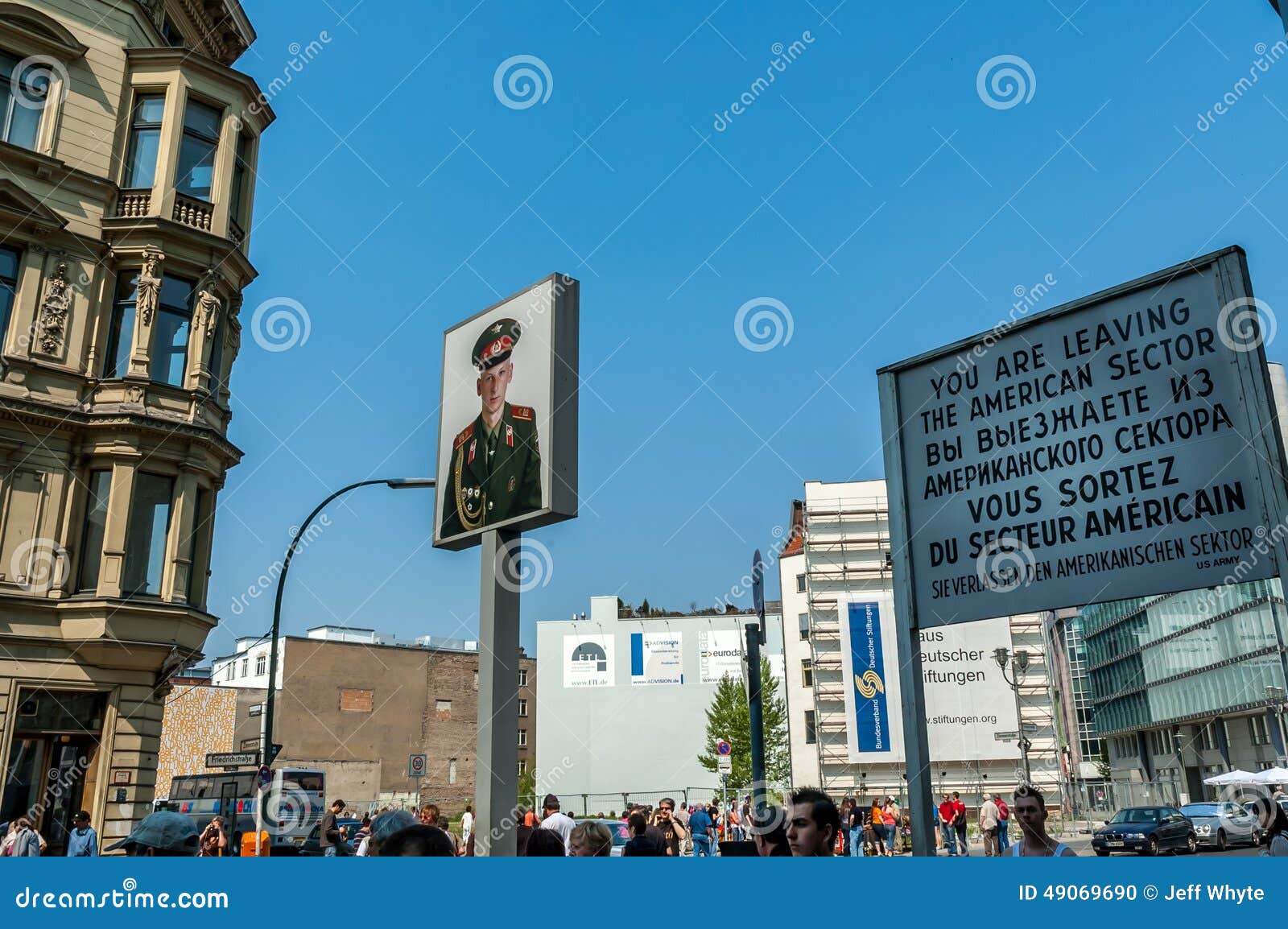 Sign at Checkpoint Charlie editorial image. Image of russian - 49069690