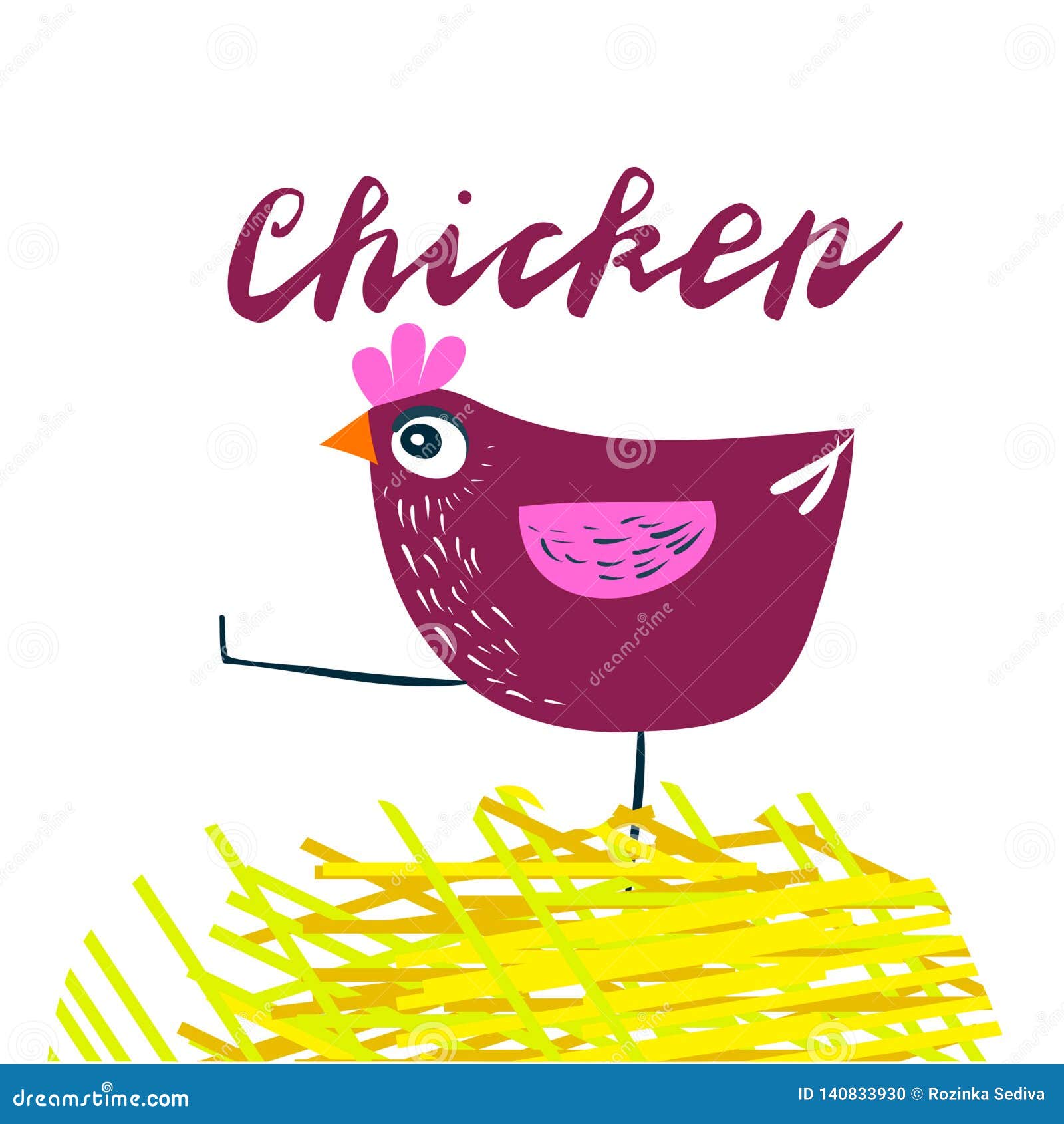 Sign Chicken with Illustration. Vector. Stock Illustration ...