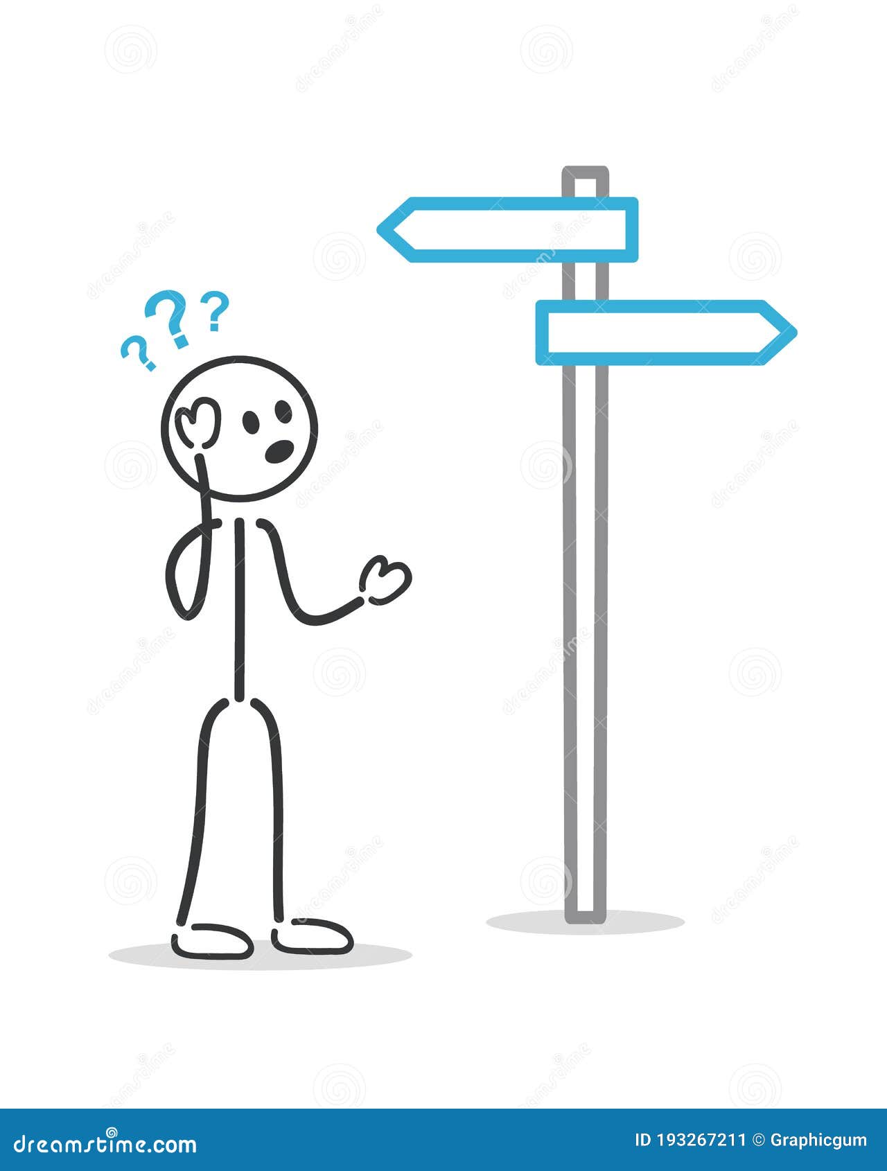 Sign Choice Right Way Stick Man Cartoon Figure Stock Vector ...