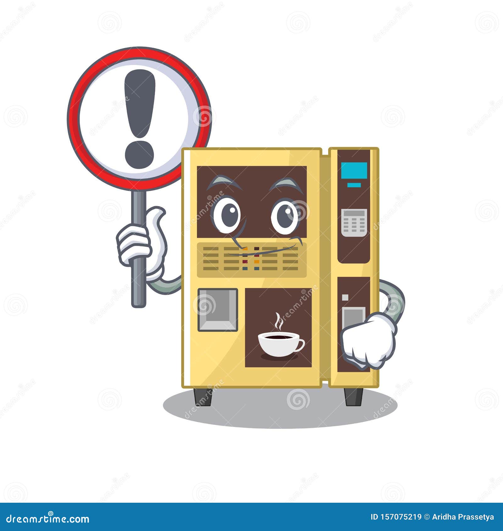 With Sign Coffee Vending Machine Isolated the Mascot Stock Vector ...
