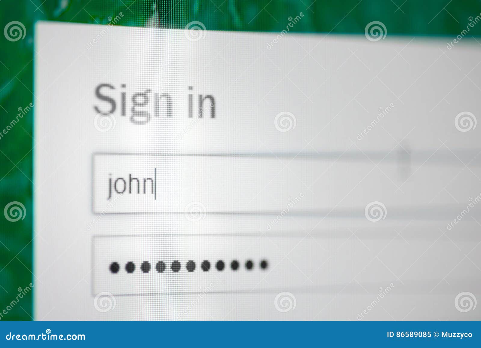 Sign in computer screen stock image. Image of password - 86589085