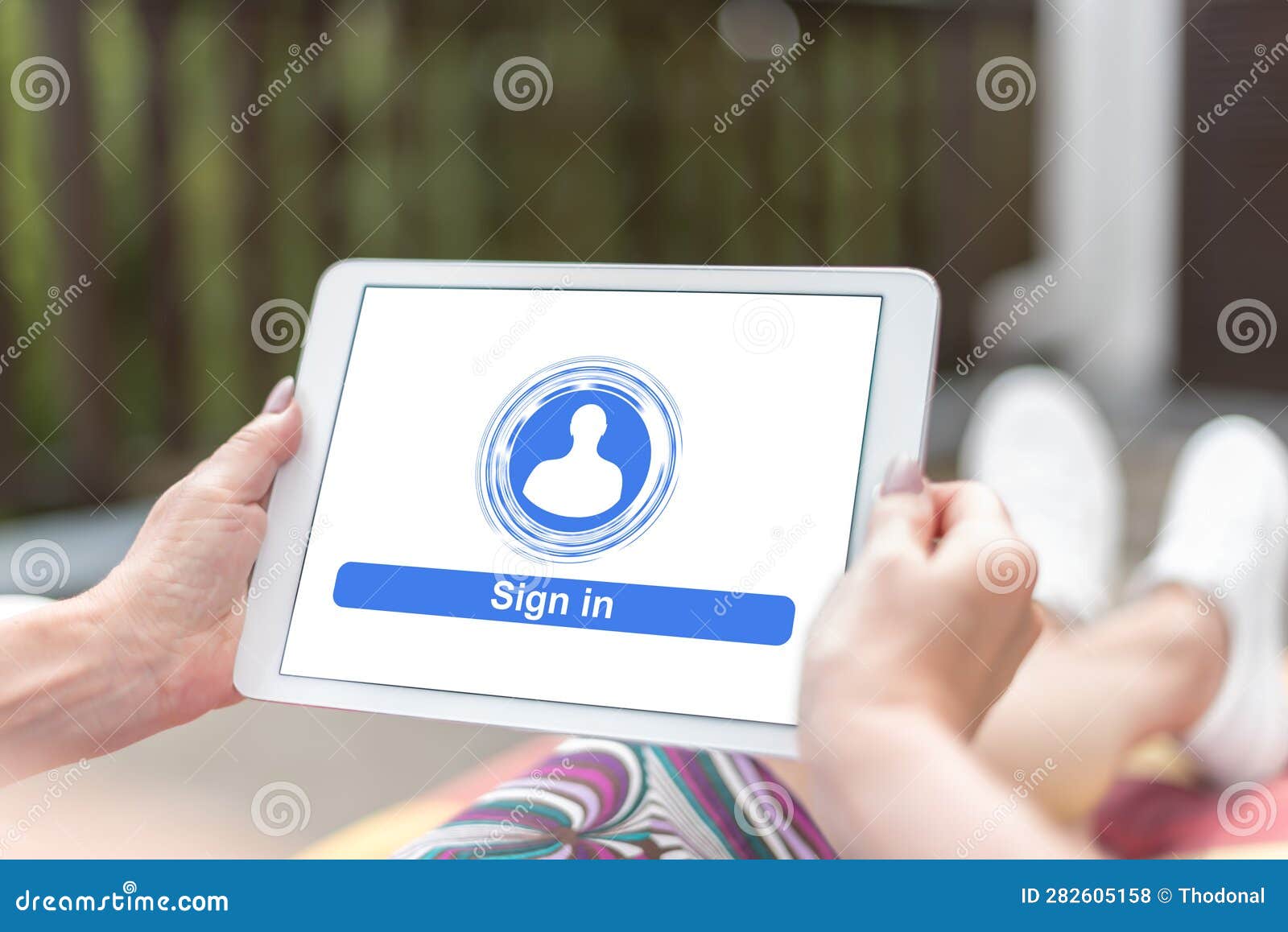 Sign in Concept on a Tablet Stock Photo - Image of silhouette, computer ...