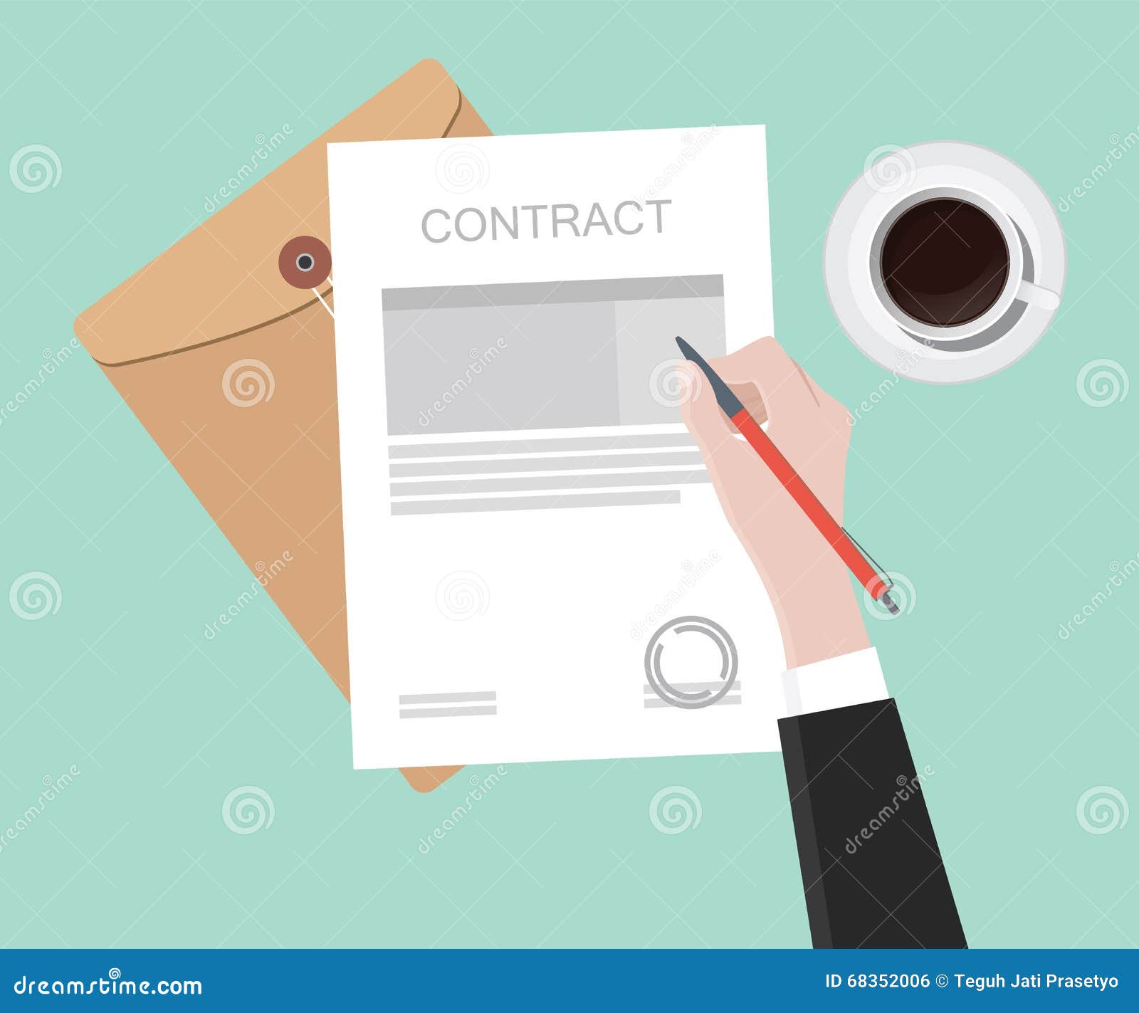 Sign Contract on Paper Document Stock Vector - Illustration of license ...