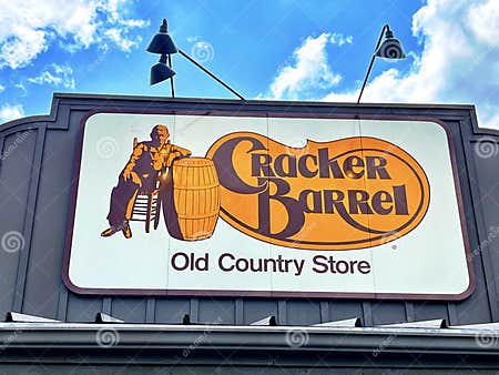 Cracker barrel sign editorial image. Image of chain - 256269940