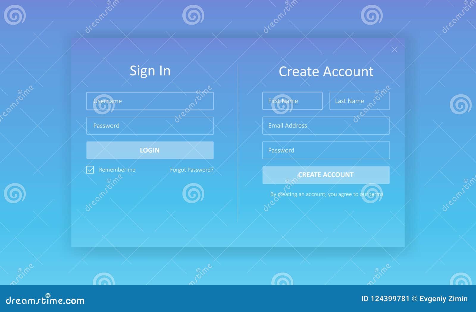 Sign in and Create Account Forms Stock Vector - Illustration of vector ...