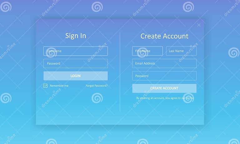 Sign in and Create Account Forms Stock Vector - Illustration of vector ...