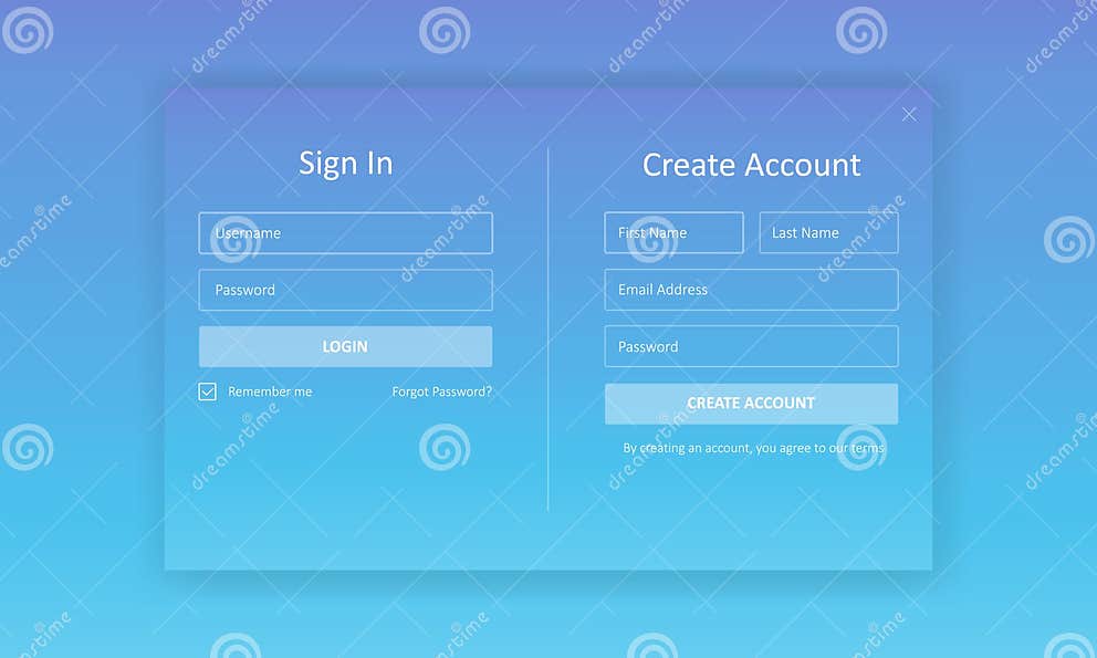 Sign in and Create Account Forms Stock Vector - Illustration of vector ...