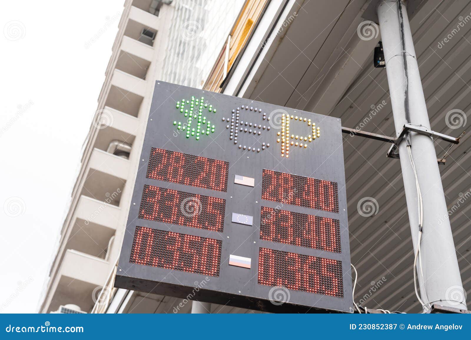 Sign of Currency Exchange Rates, Exchanger Panel Editorial Photography ...