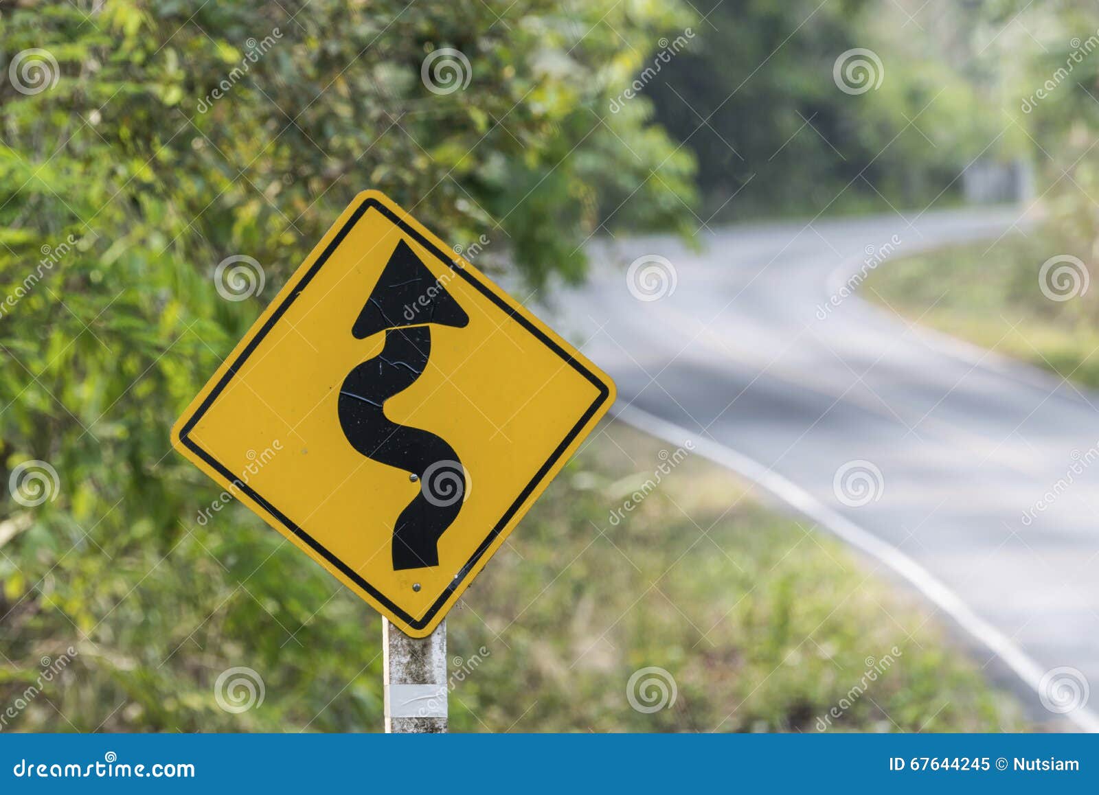 Sign curves road stock image. Image of curve, rough, post - 67644245