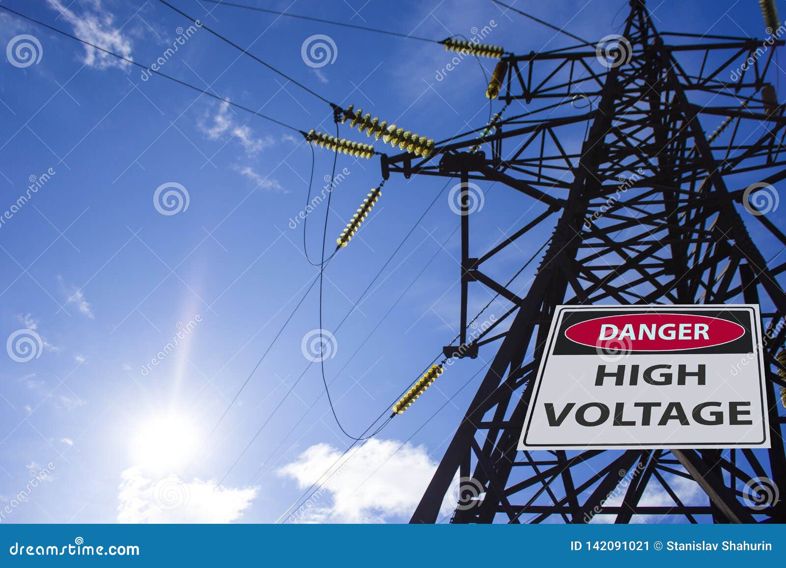 Sign Danger Hight Voltage on the Utility Pole Stock Image - Image of ...