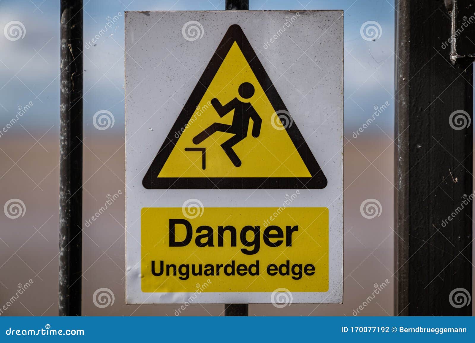 Sign: Danger, Unguarded Edge Stock Photo - Image of board, symbol ...