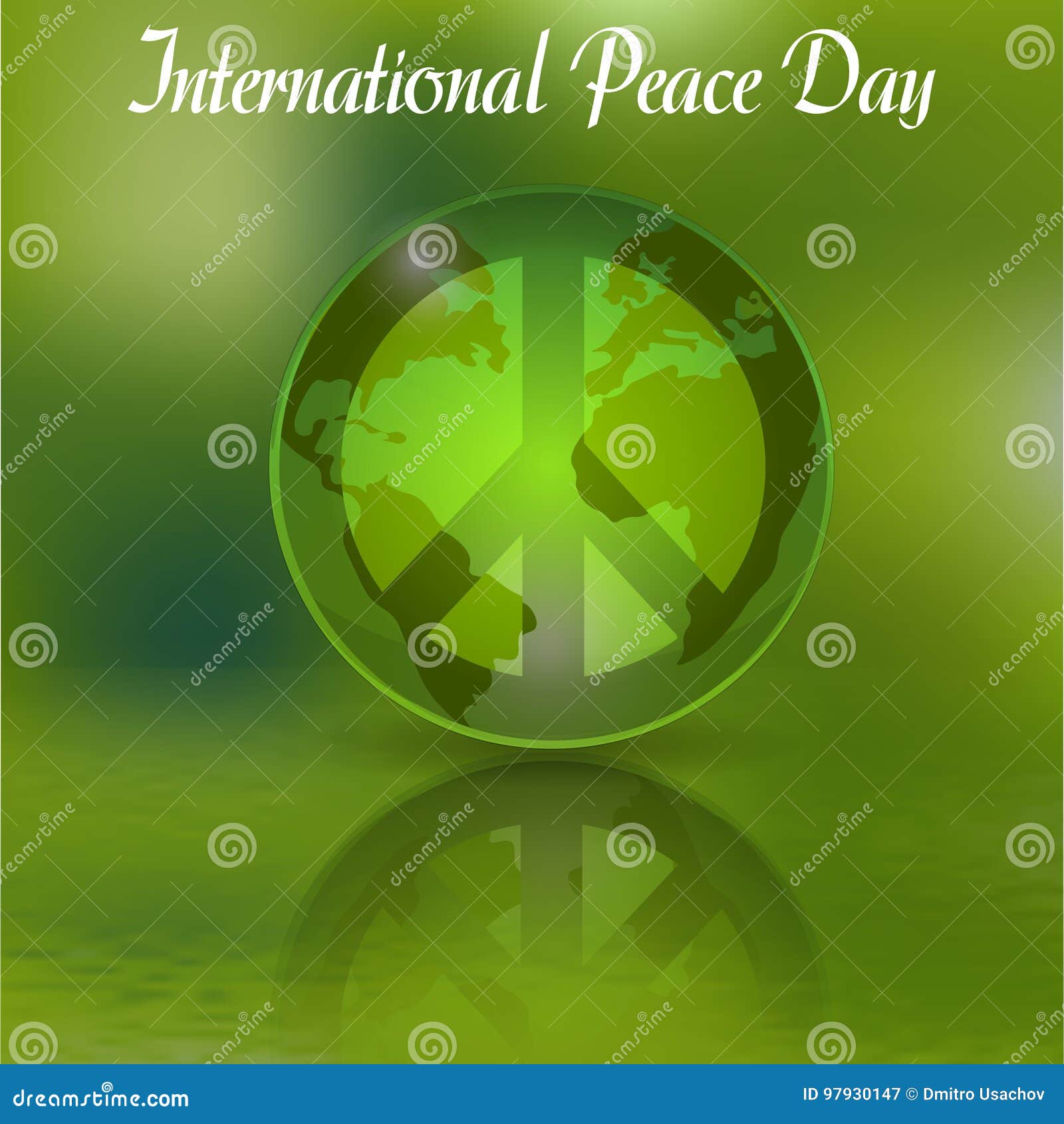 The Sign of the Day of Peace for Peace Day. Green World. Illustration ...