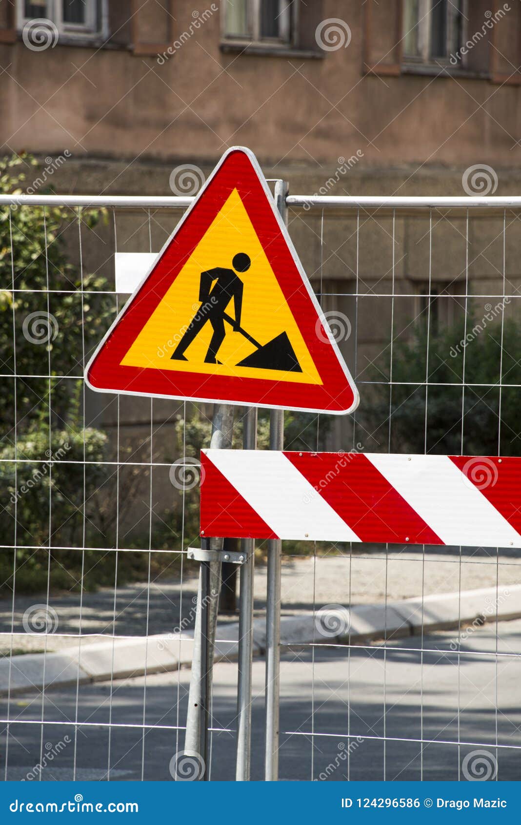 A Sign Denoting Work on the Road Stock Photo - Image of drive ...