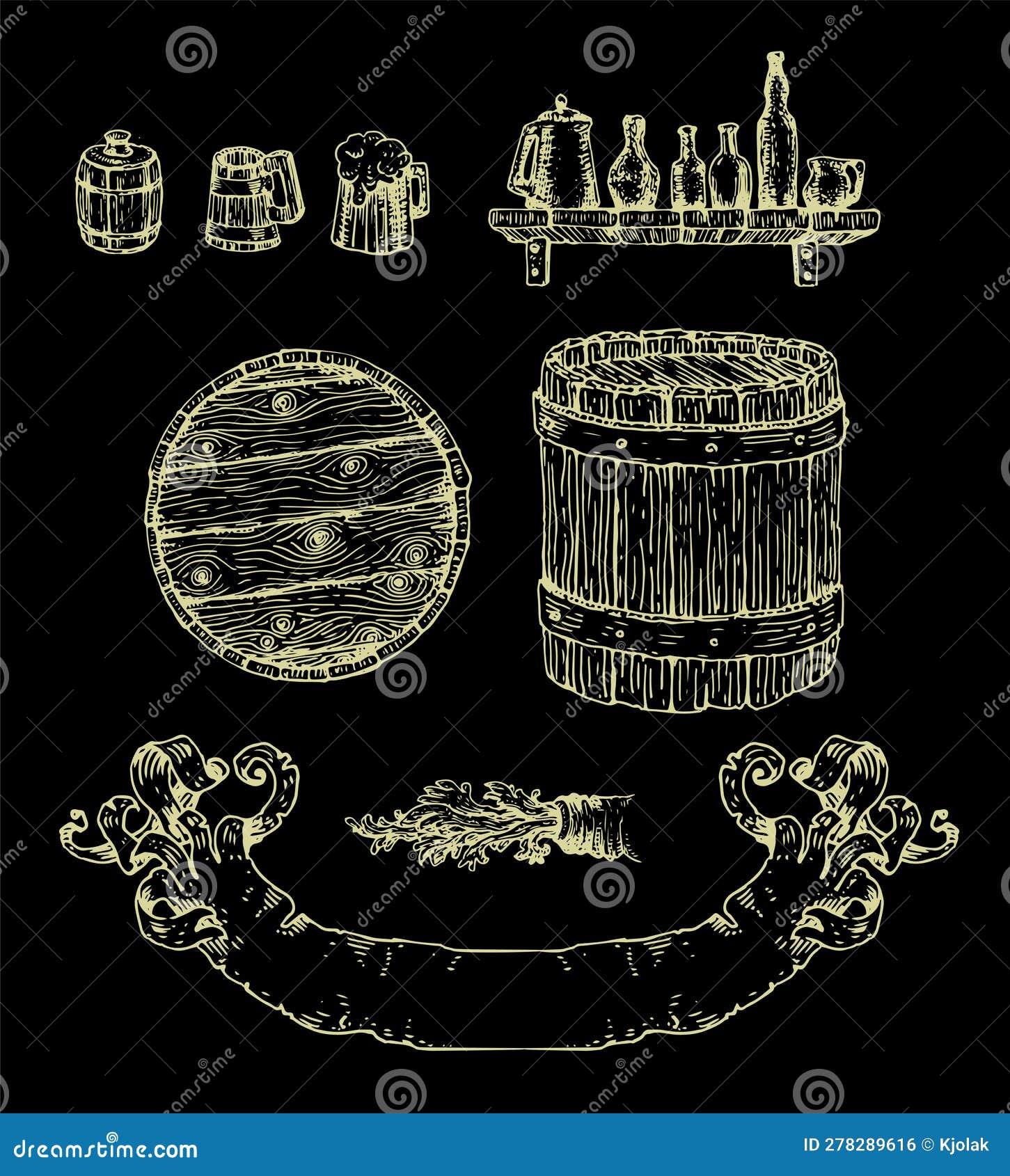 Sign Design for a Pub or Wine Bar. Freehand Drawing Stock Vector ...