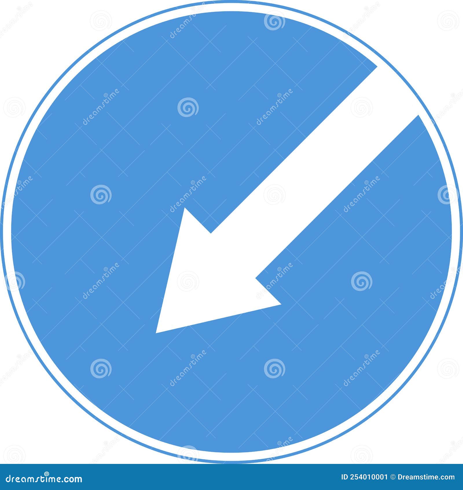 Sign Detour Obstacles on the Left. Blue Circle Stock Vector ...